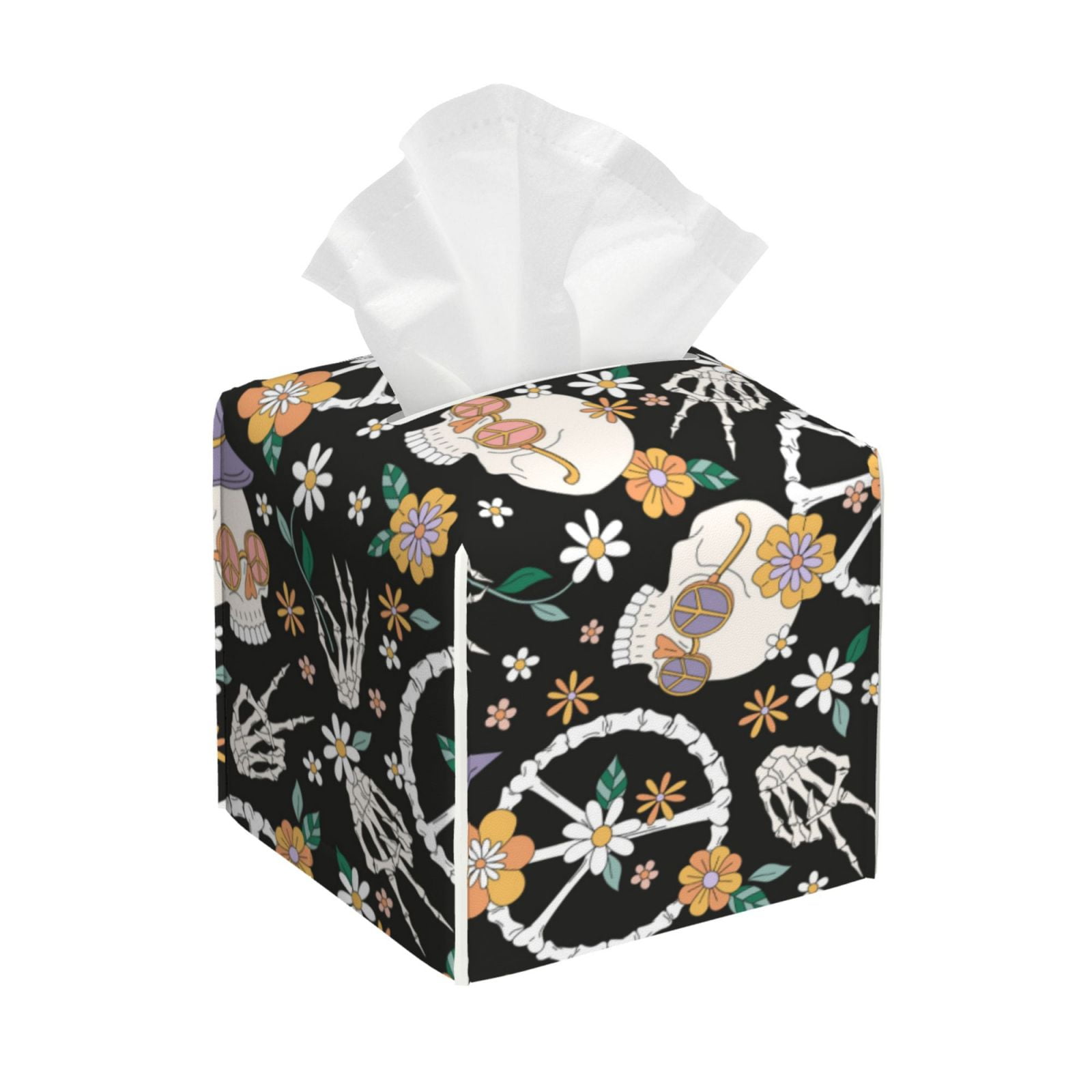 Tissue Box Cover Halloween Scull Peace Sign cool Tissues Boxes Holder ...