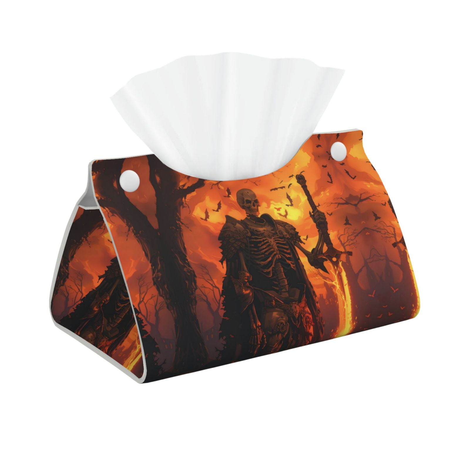 Tissue Box Cover Halloween Vintage Skeleton Knight Tissues Boxes Holder ...