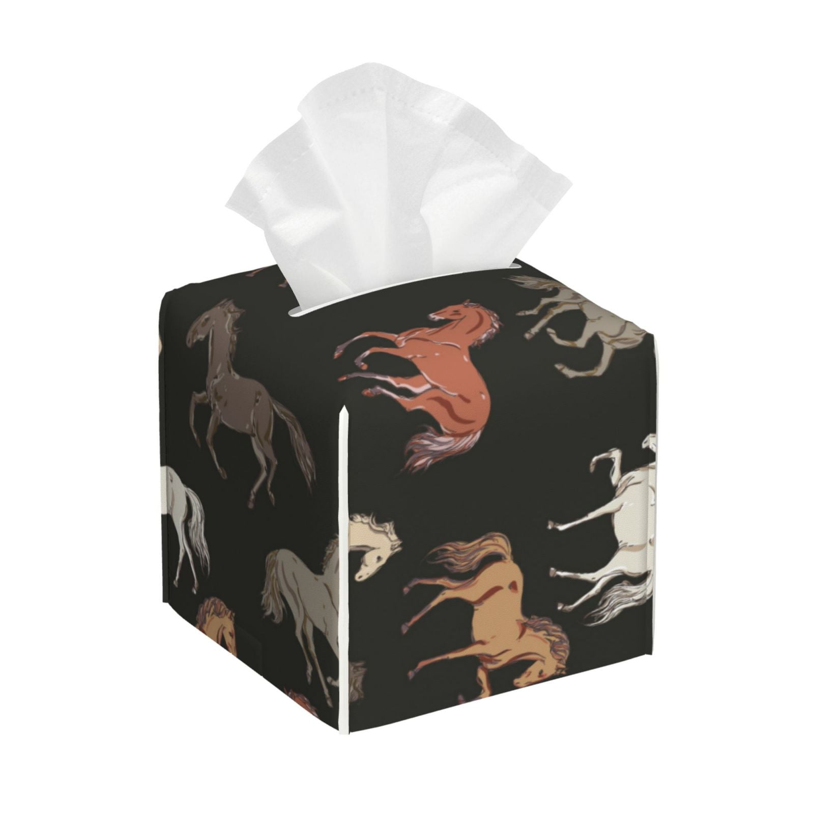 Tissue Box Cover, Hand Drawn Modern Cool Horse_A Leather Tissue Box ...