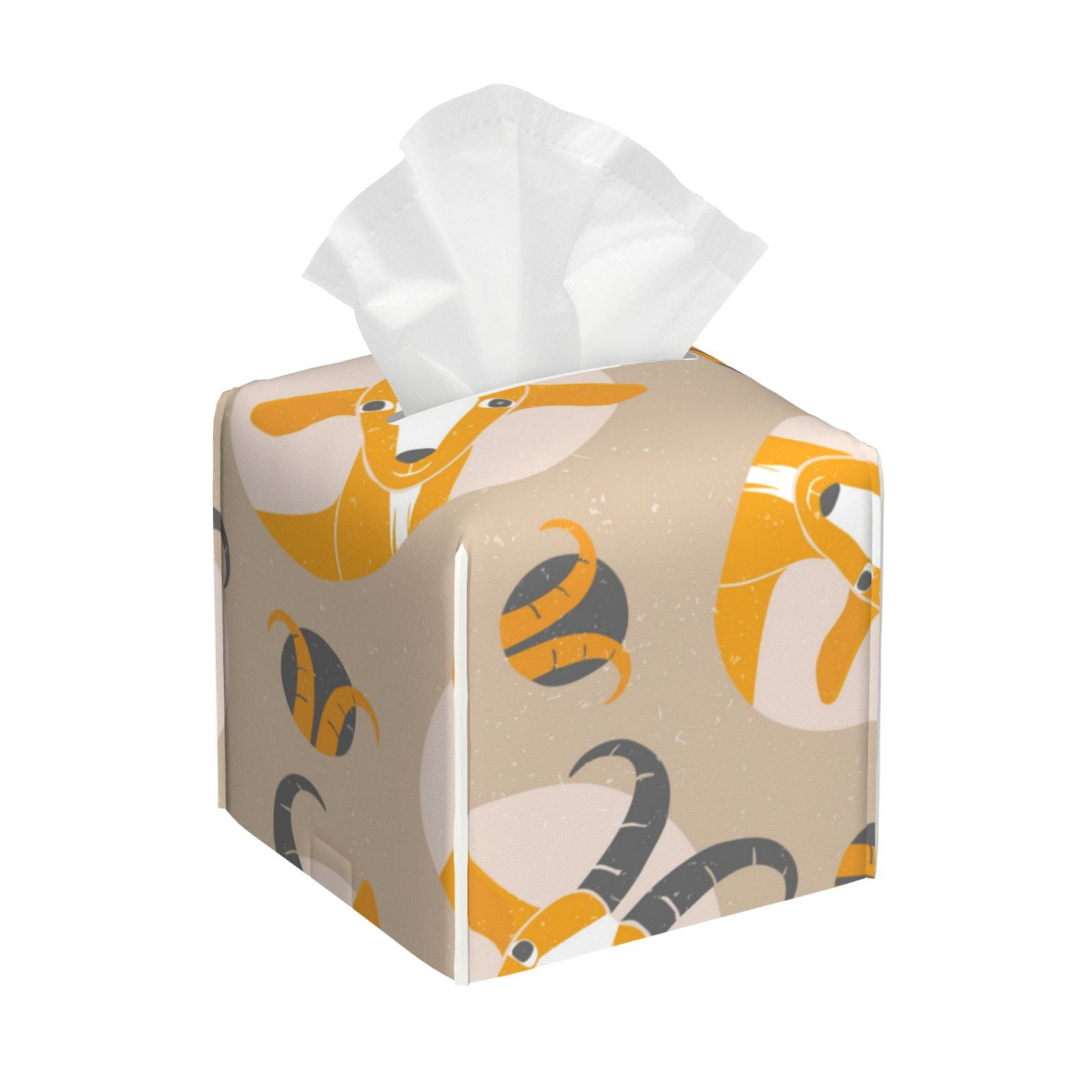 Tissue Box Cover Hand Drawn Yellow Cute Goat Tissues Boxes Holder ...