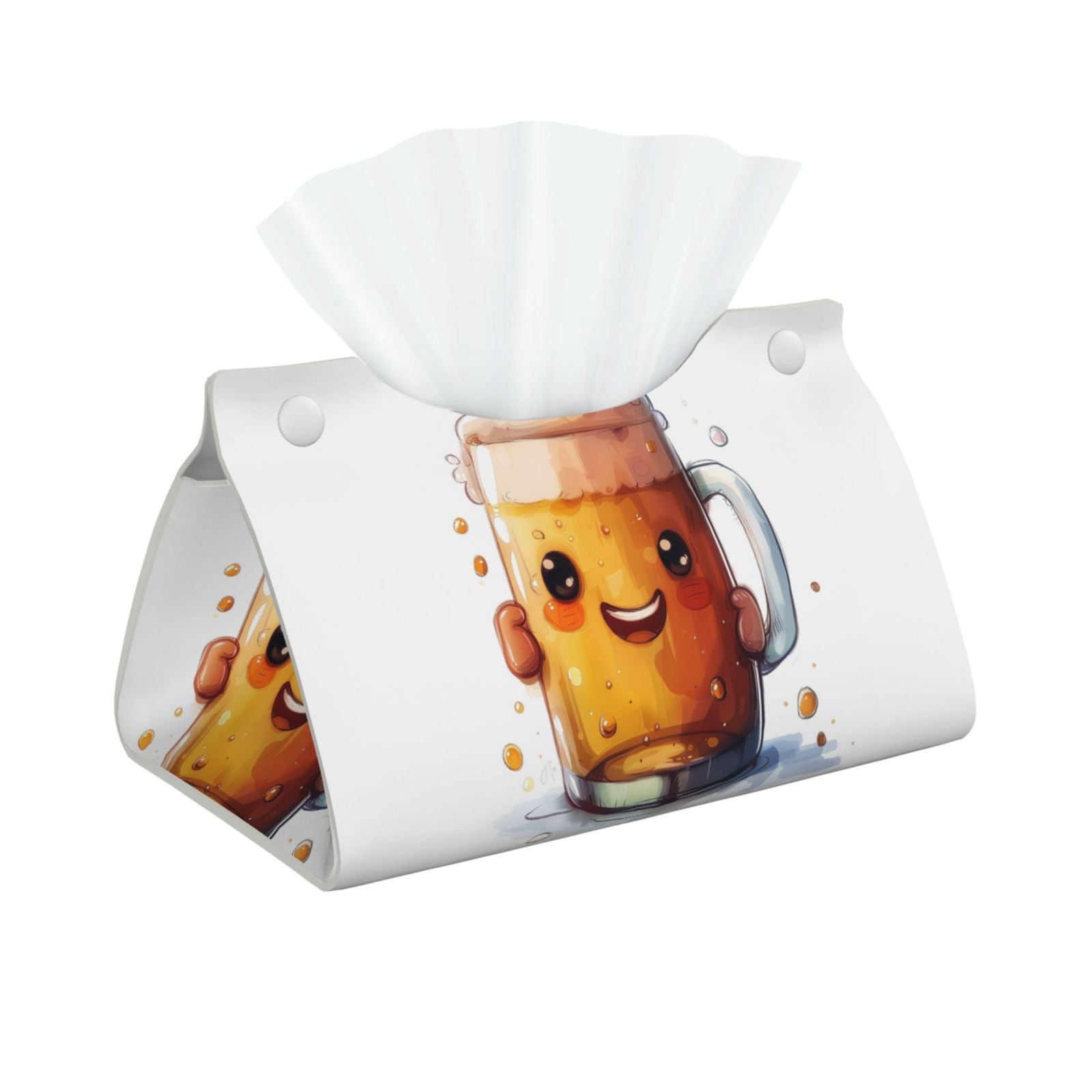 Tissue Box Cover, Happy Beer Mug Illustration Rectangular Leather ...