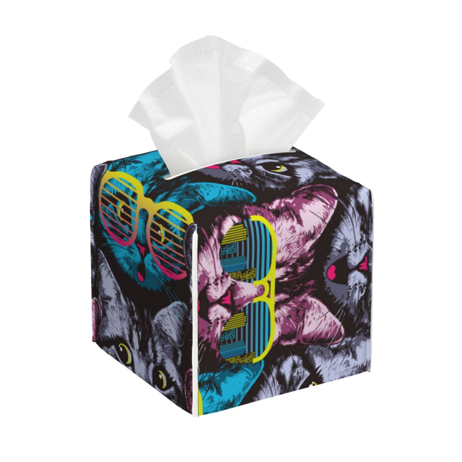 Tissue Box Cover Happy Kitten Faces Tissues Boxes Holder Organizer ...