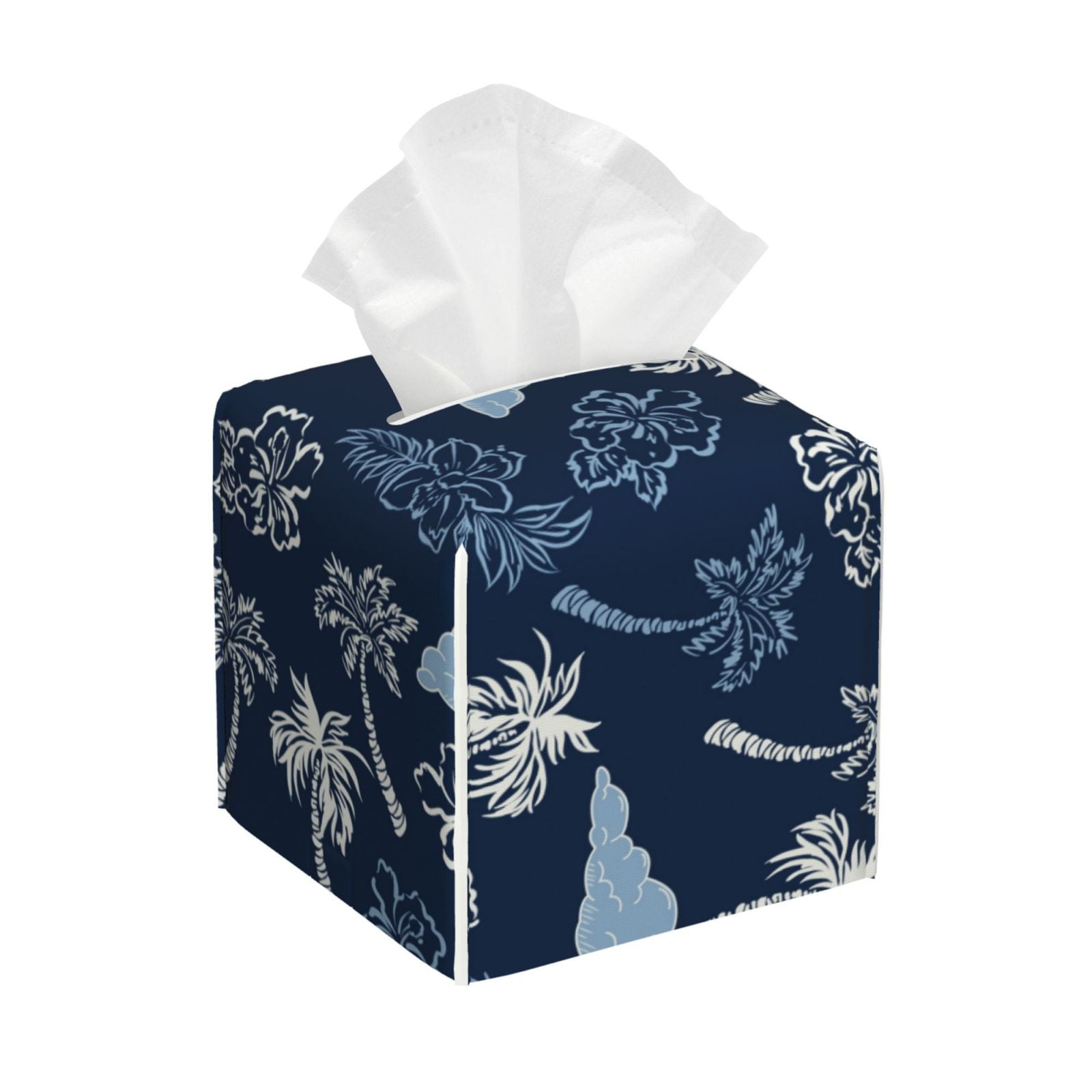 Tissue Box Cover, Hawaiian Blue Style -Modern Square Leather Tissue Box ...