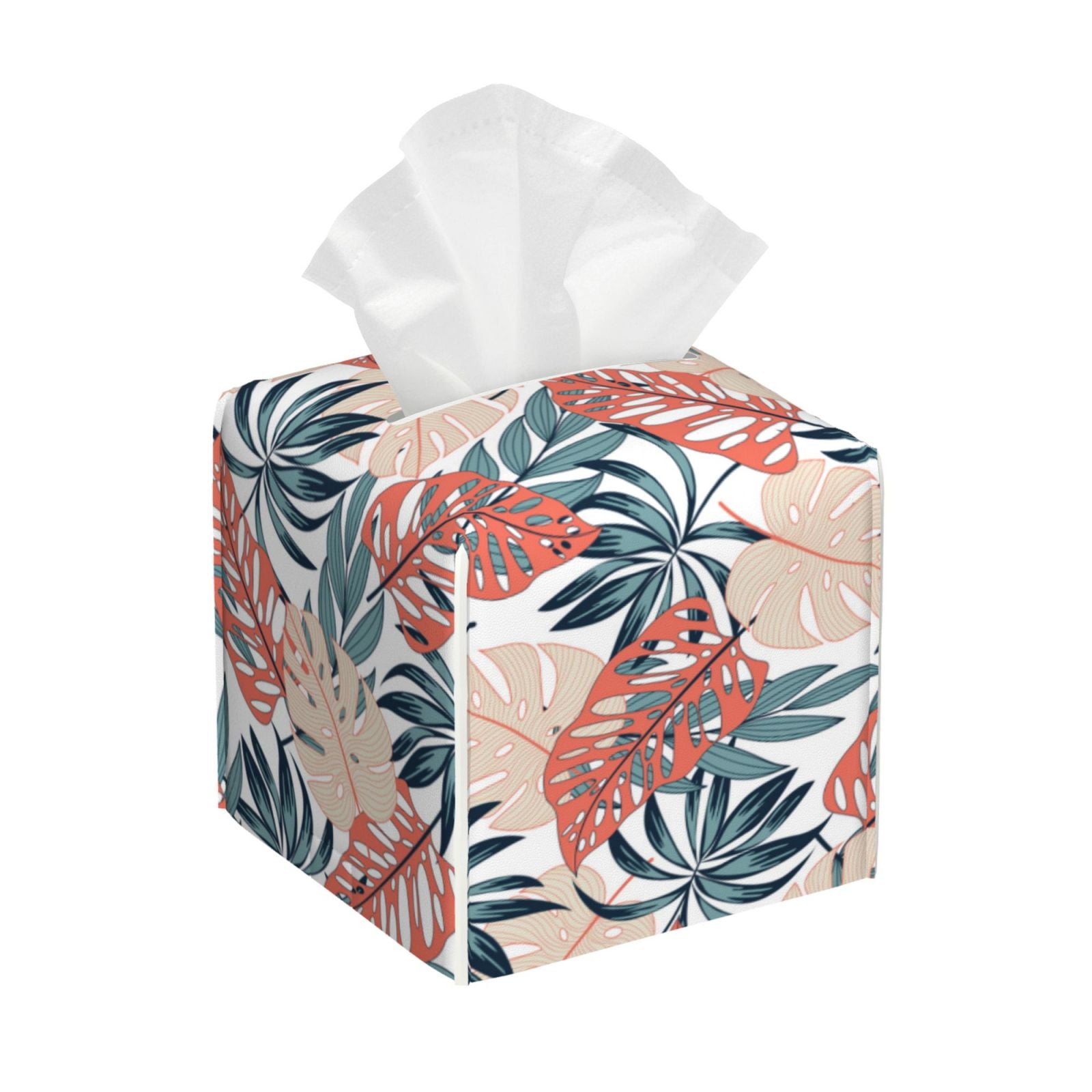 Tissue Box Cover, Hawaiian Style Big Leaes Leather Tissue Box Holder ...