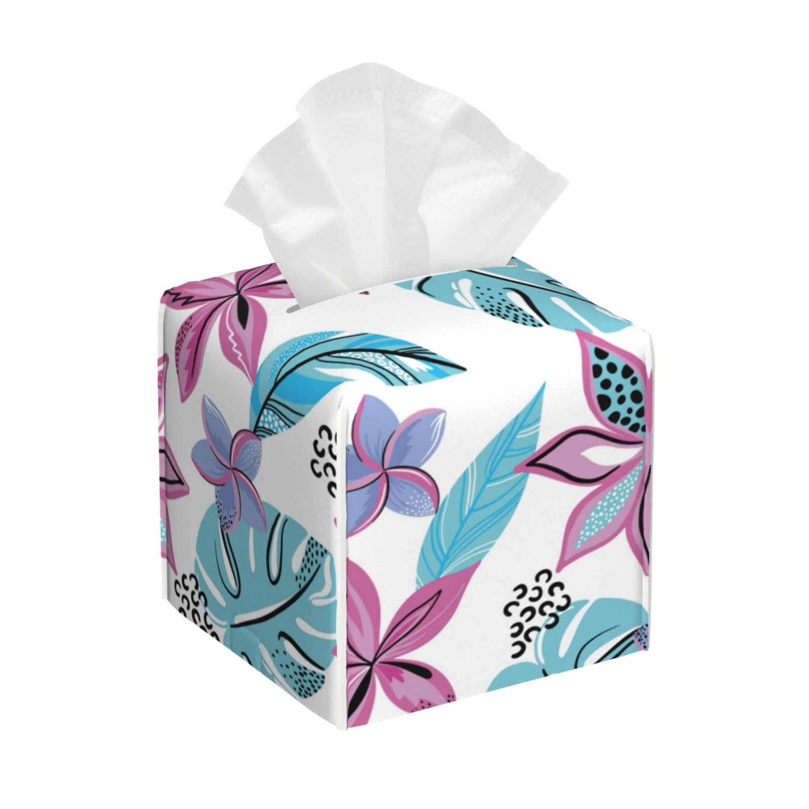 Tissue Box Cover Hawaiian Style Flower Leaves Tissues Boxes Holder ...