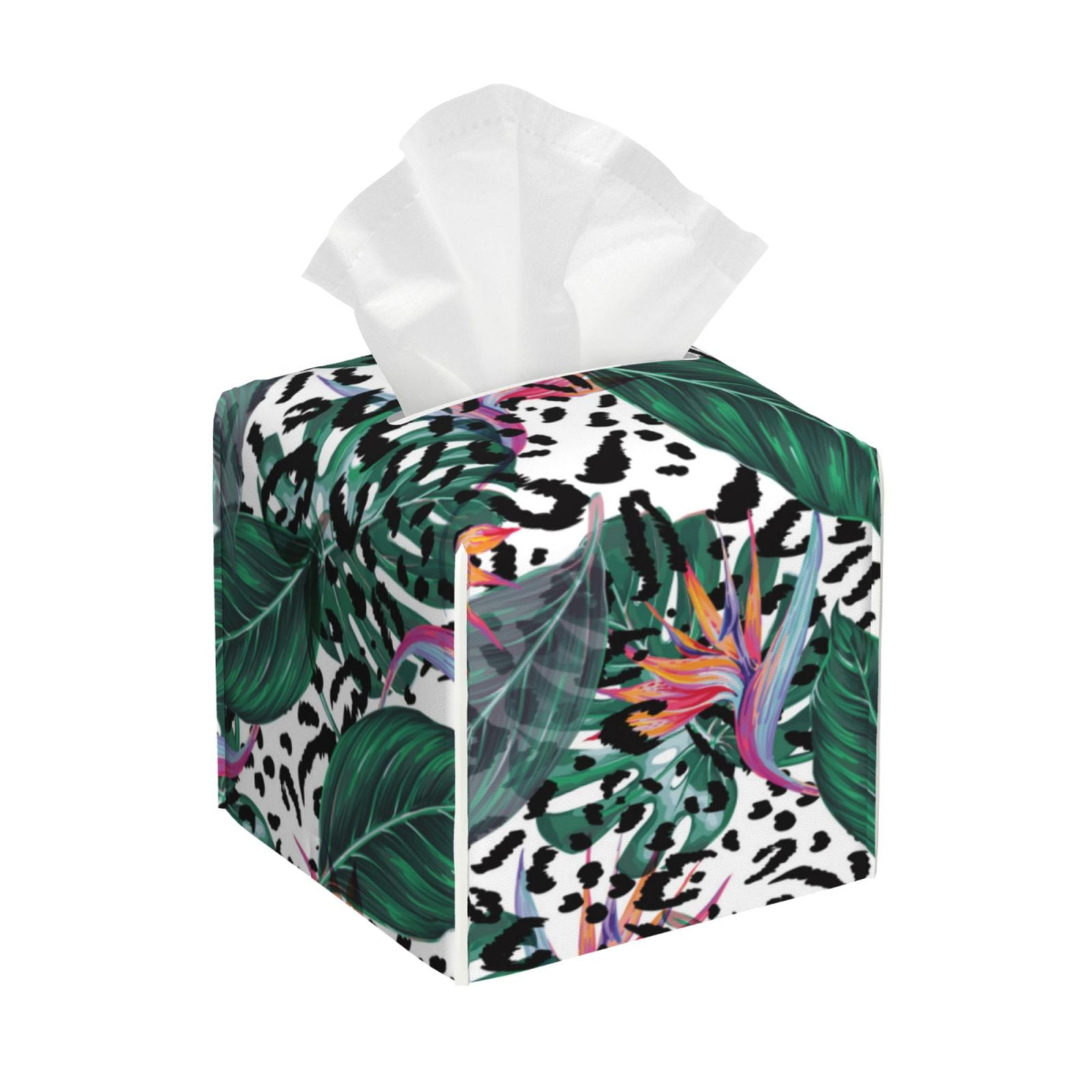 Tissue Box Cover Hawaiian Style Green Leaves Tissues Boxes Holder ...