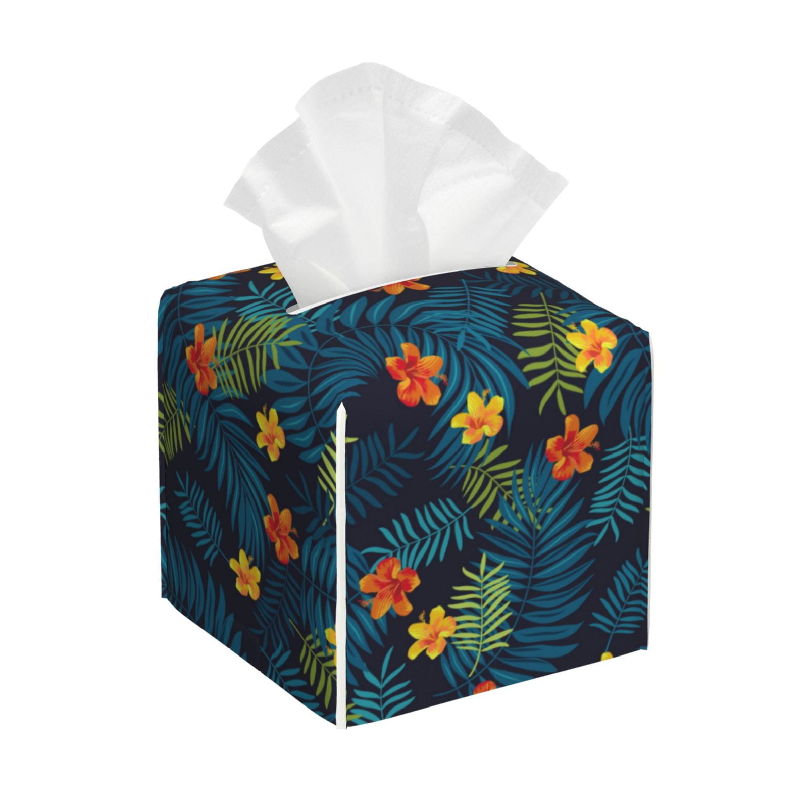 Tissue Box Cover Hawaiian Style Leaves Flower Tissues Boxes Holder ...
