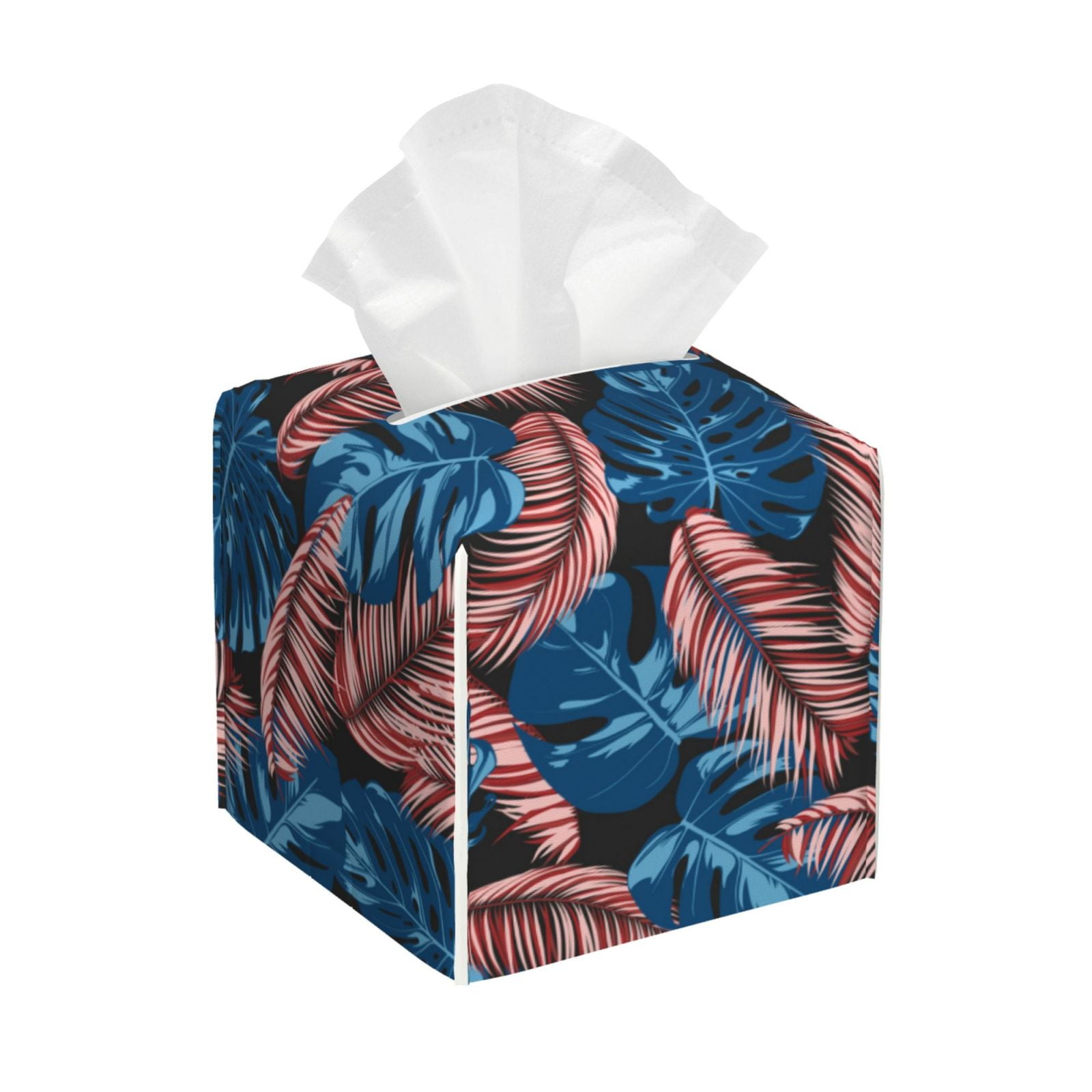 Tissue Box Cover, Hawaiian Style Leaves Leather Tissue Box Holder ...