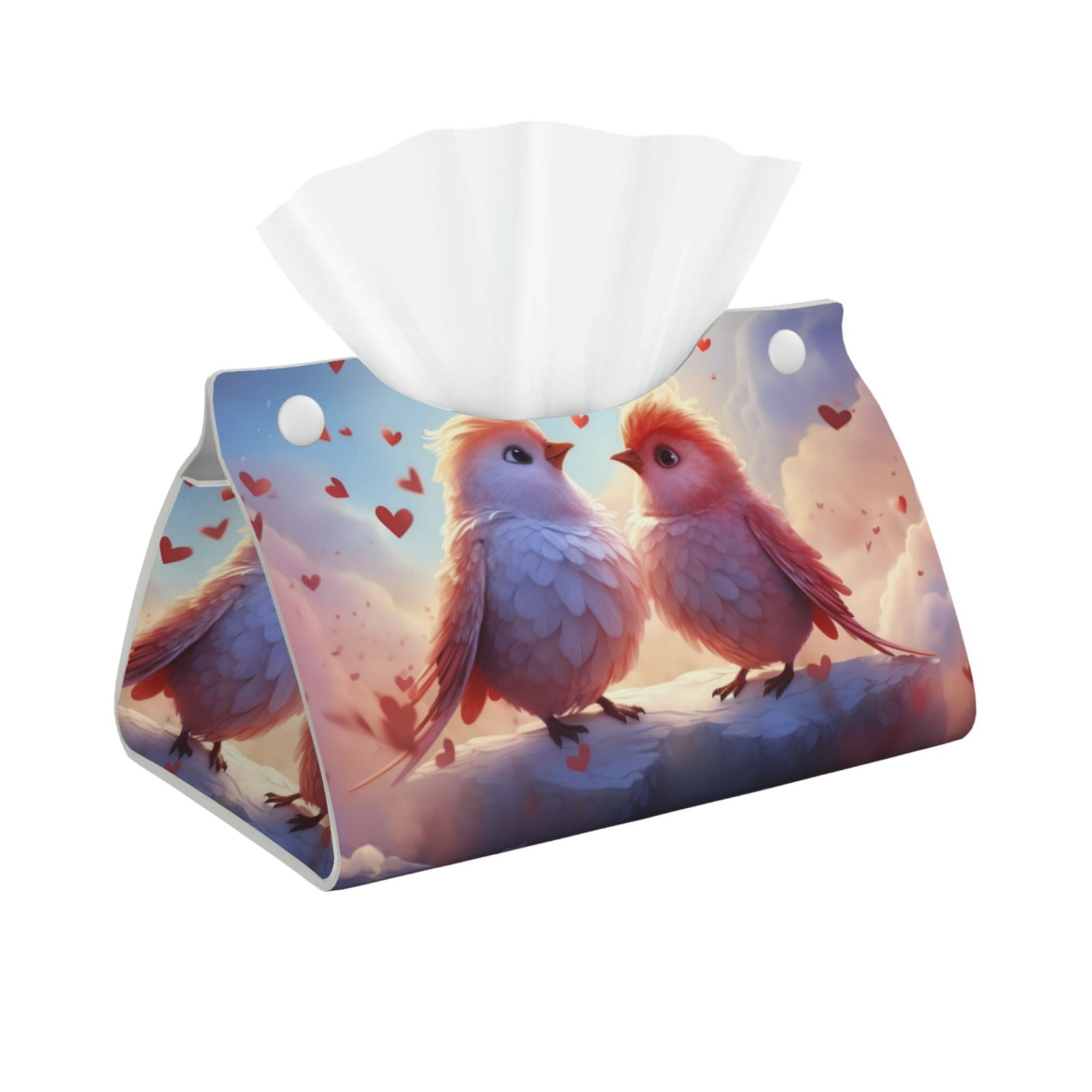 Tissue Box Cover, Heart Sky Bird Couple Rectangular Leather Tissue ...