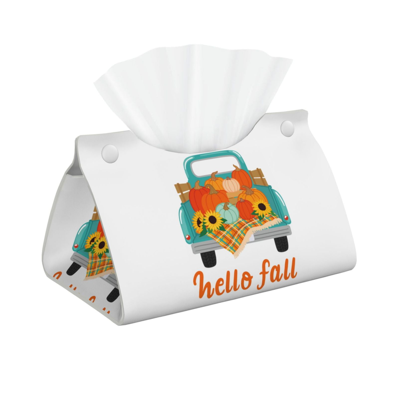 Tissue Box Cover, Hello Fall Farm Truck Rectangular Leather Tissue ...