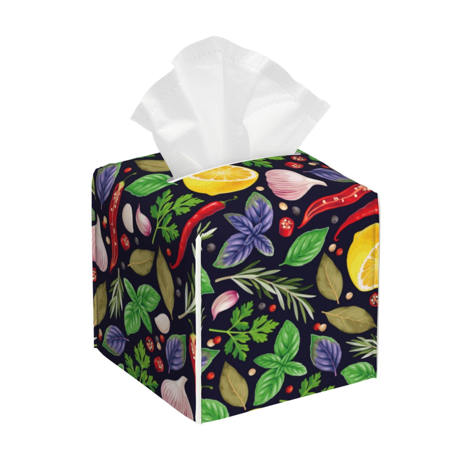Tissue Box Cover - Herbs And Spices Modern Square Leather Tissue Box ...