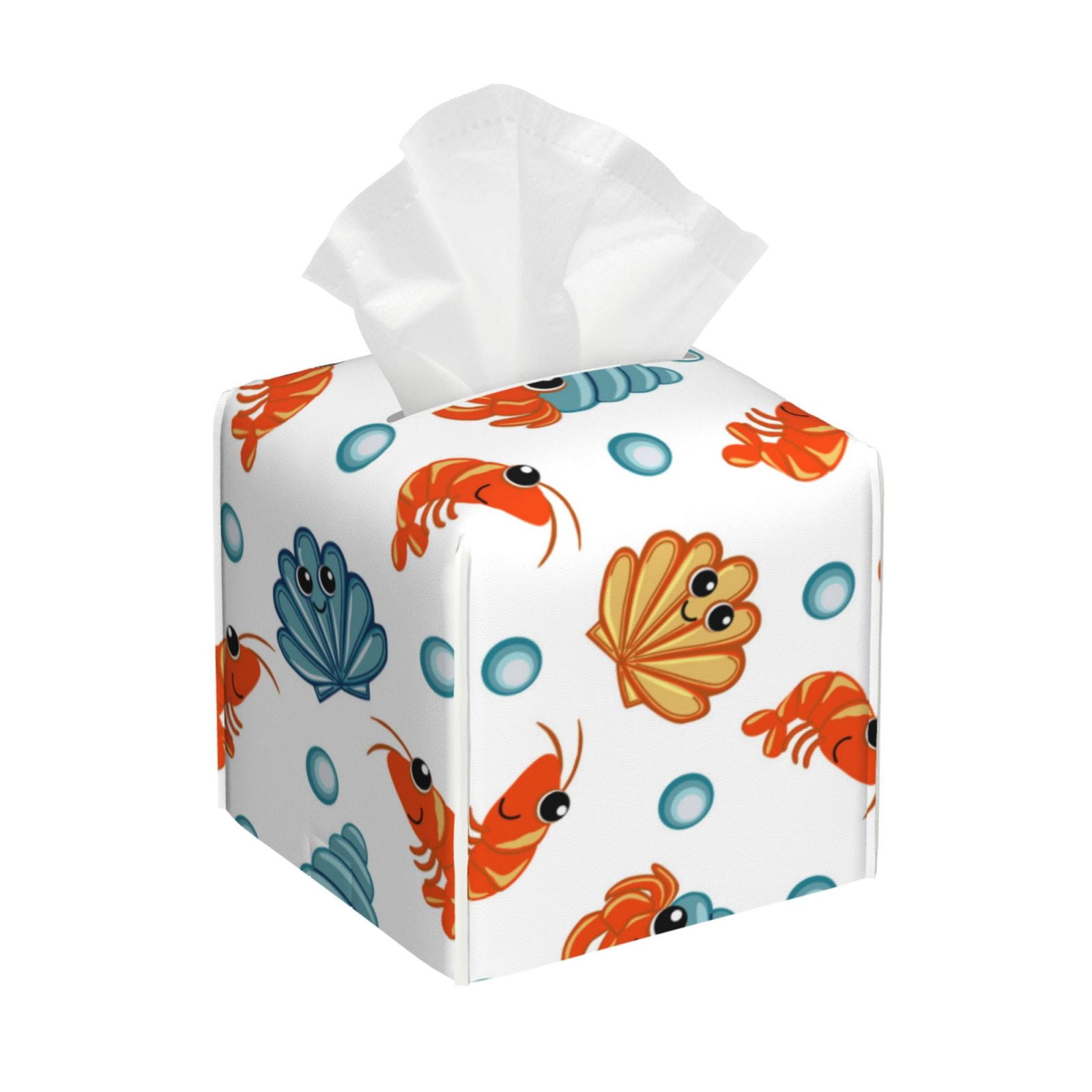 Tissue Box Cover, Hermit Crab Shrimp Scallop Leather Tissue Box Holder ...