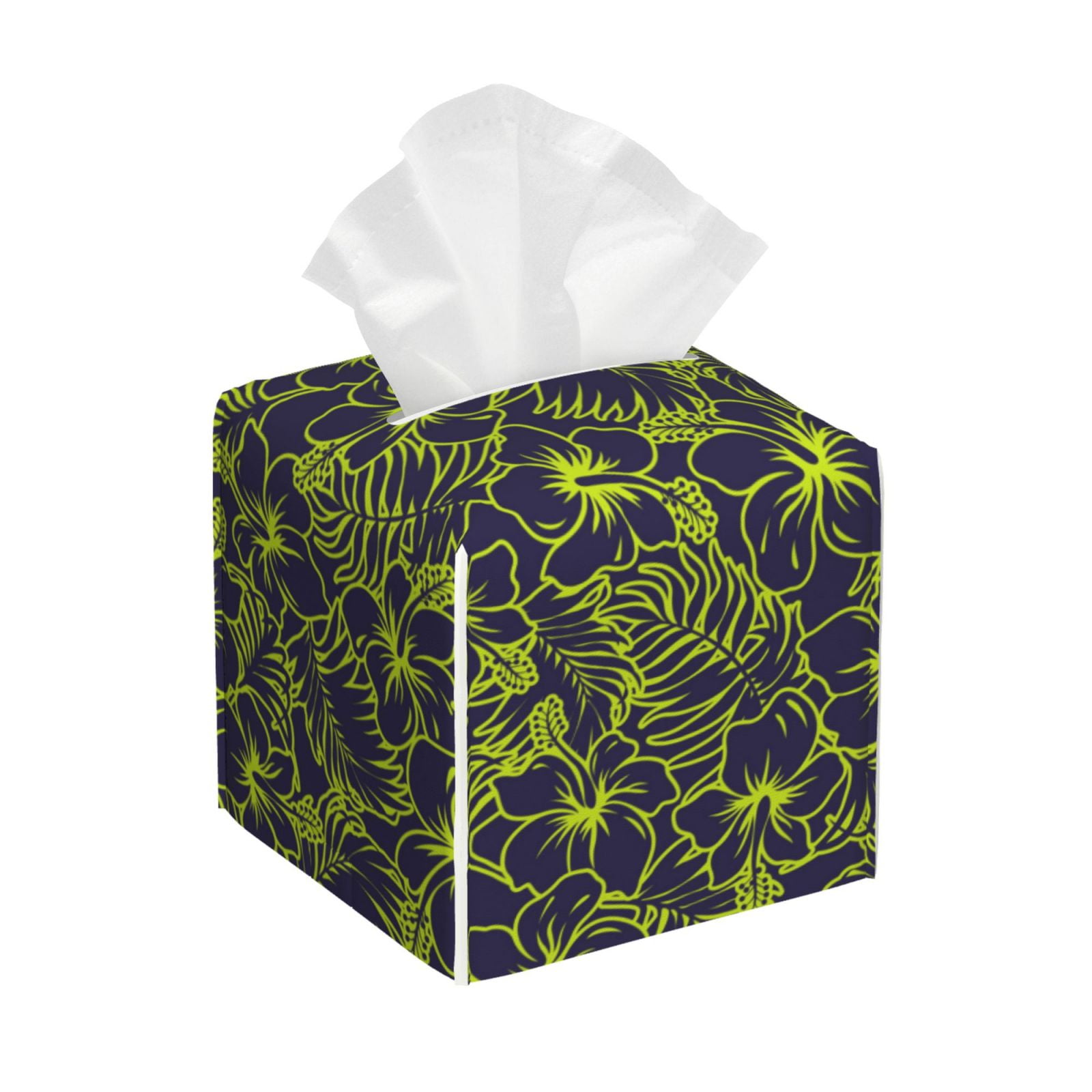 Tissue Box Cover, Hibiscus flowers tropical leaves Leather Tissue Box ...