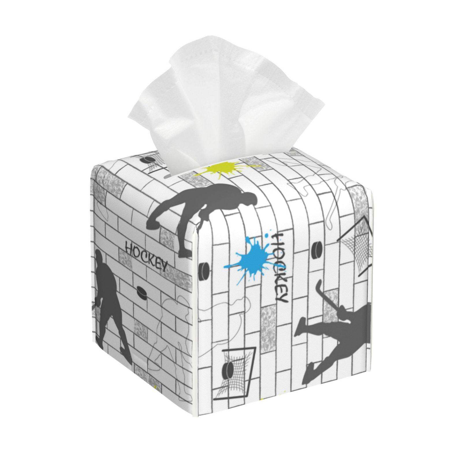 Tissue Box Cover, Hockey players funny Leather Tissue Box Holder ...