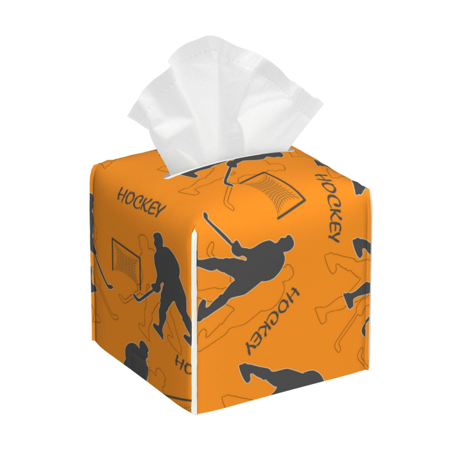 Tissue Box Cover, Hockey players orange Leather Tissue Box Holder ...
