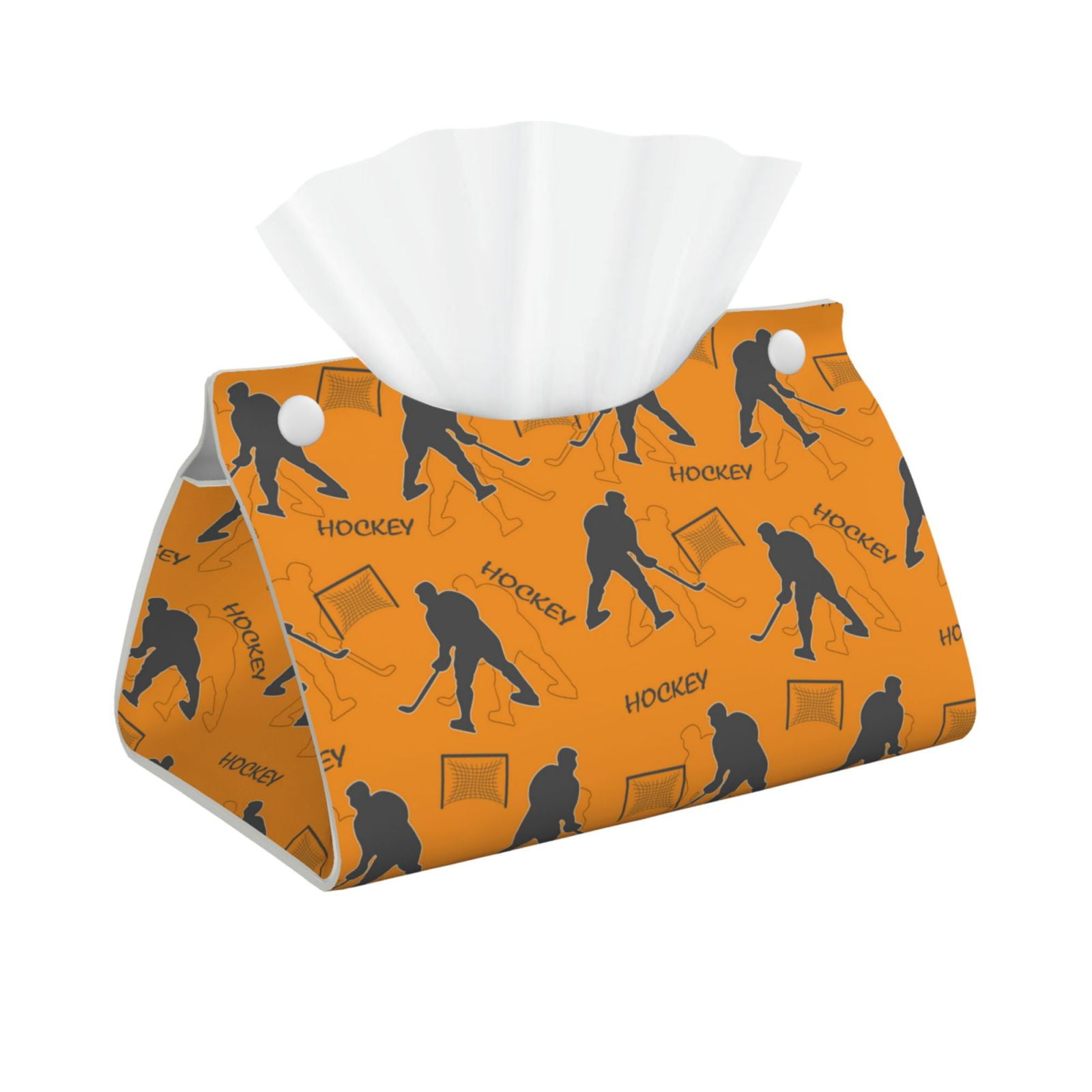 Tissue Box Cover, Hockey players orange Leather Rectangular Tissue ...