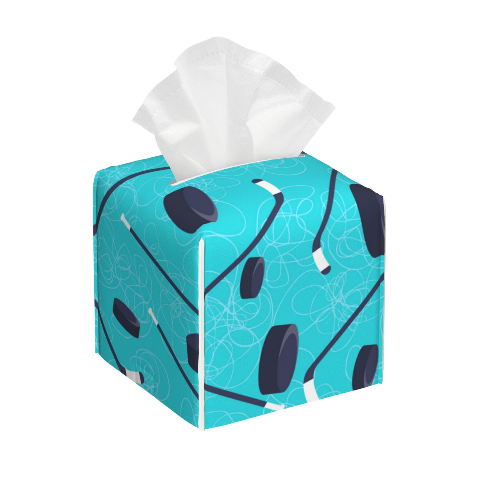 Tissue Box Cover, Hockey stick blue cute Leather Tissue Box Holder ...