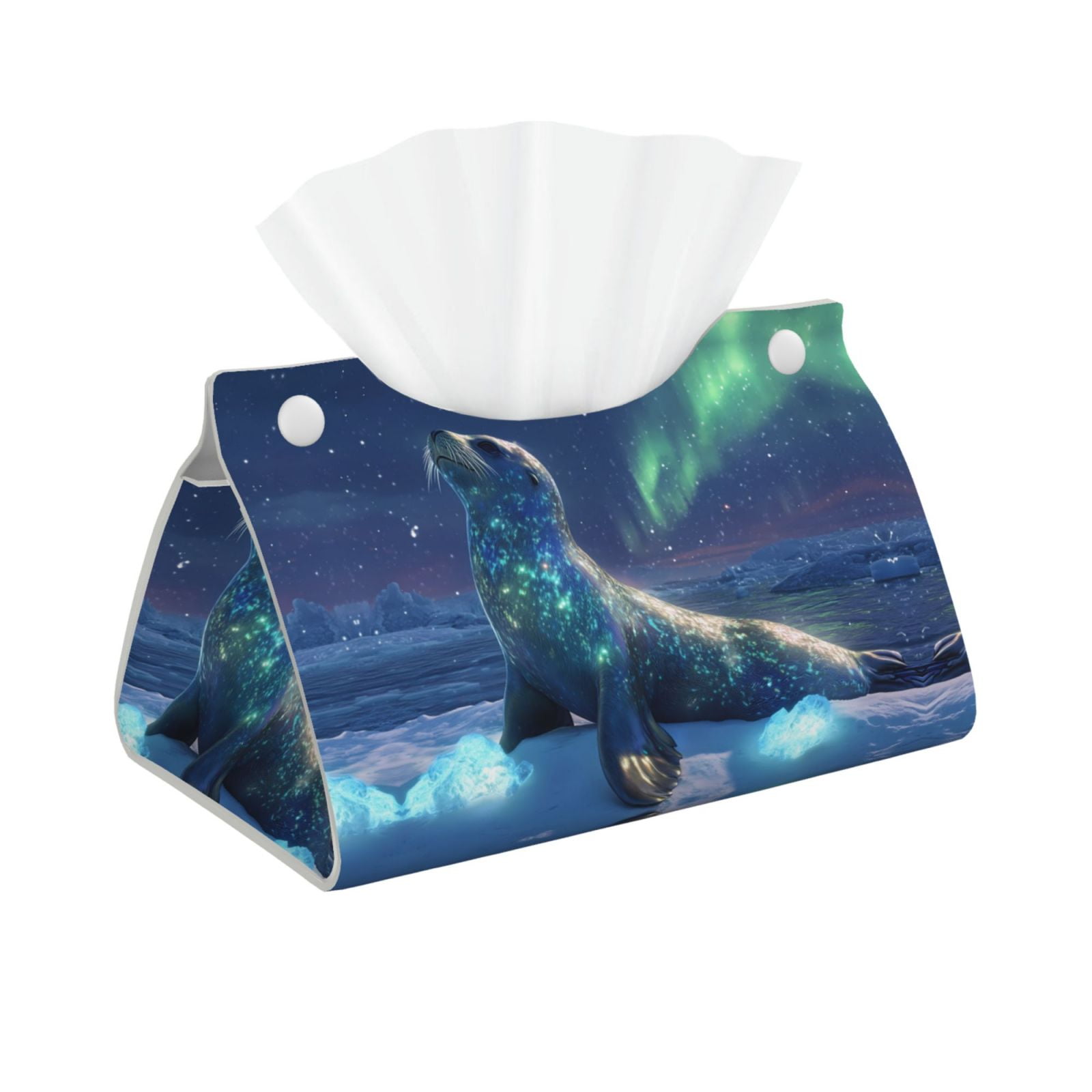 Tissue Box Cover Holder - Aurora Iceberg Seal A Modern PU Leather ...