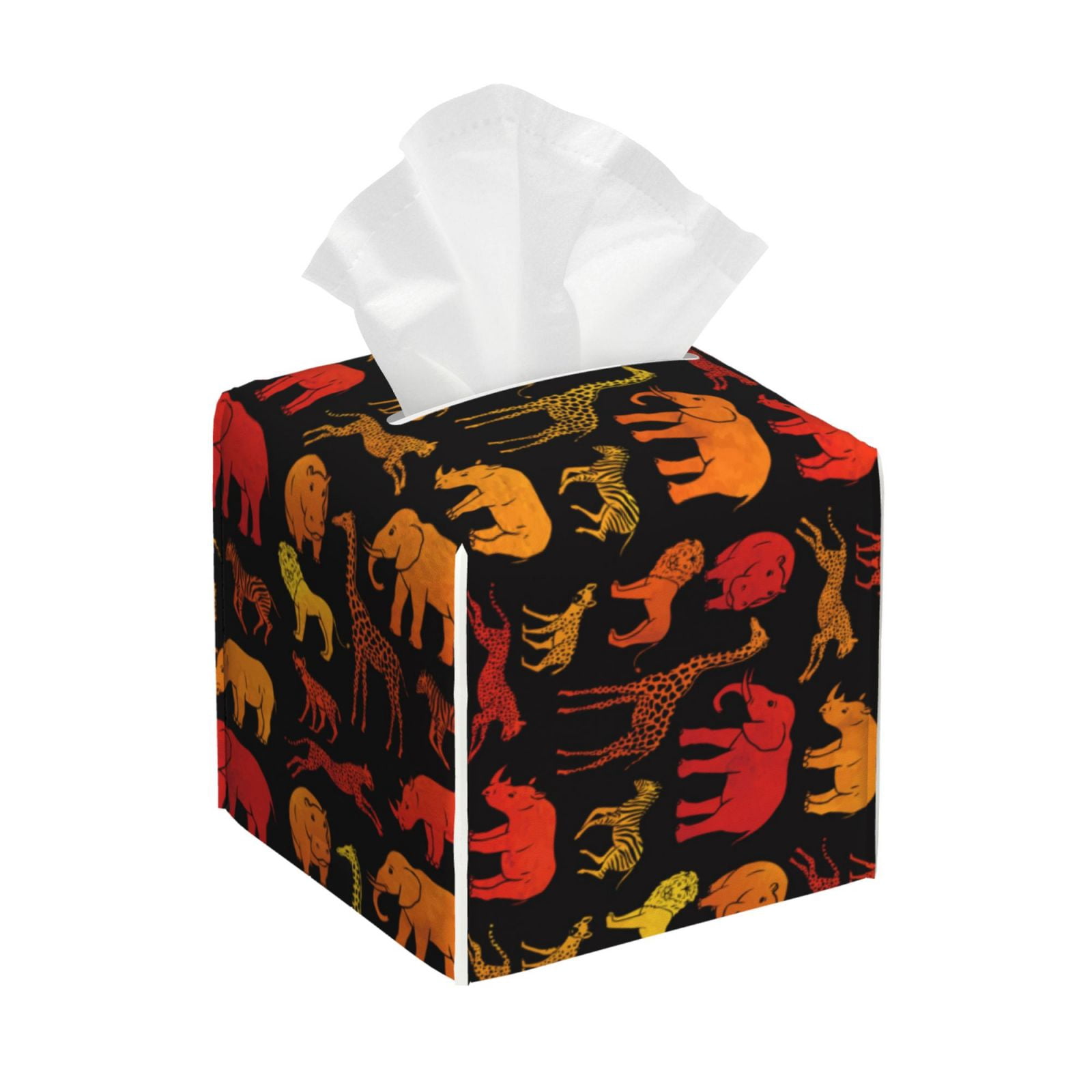 Tissue Box Cover Holder Square - Animal print A Modern PU Leather ...