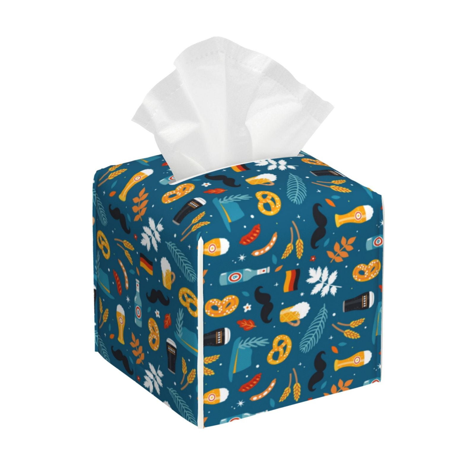 Tissue Box Cover Holder Square - Beer Bottles Modern PU Leather Tissue ...