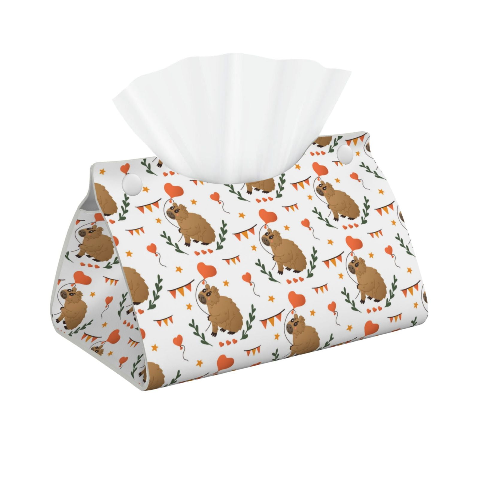 Tissue Box Cover Holder Square - Capybaras Heart Balloons Modern Pu ...