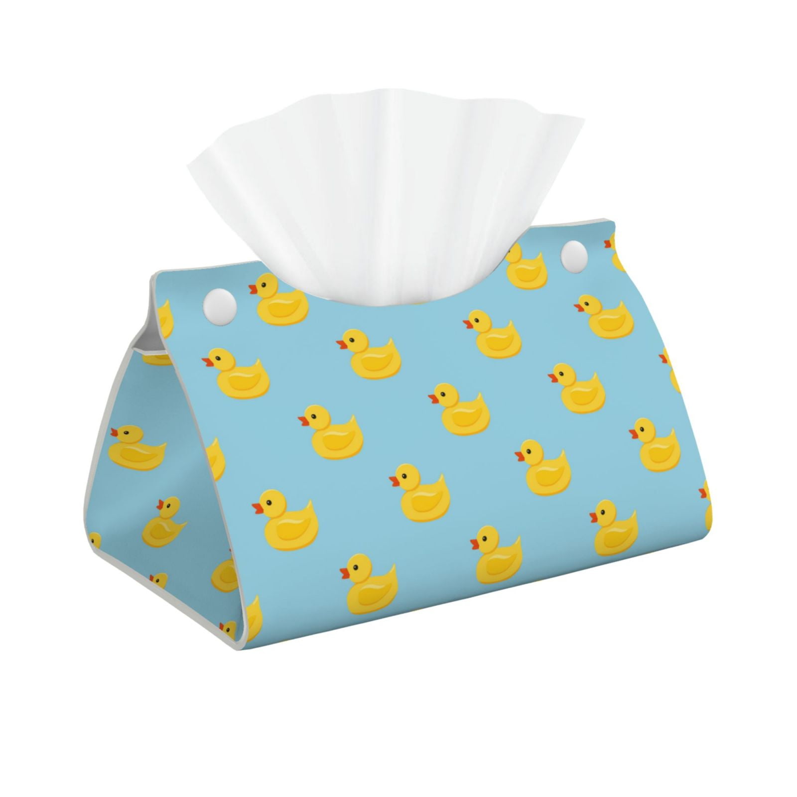 Tissue Box Cover Holder Square - Cartoon Cute Duck_B Modern Pu Leather ...