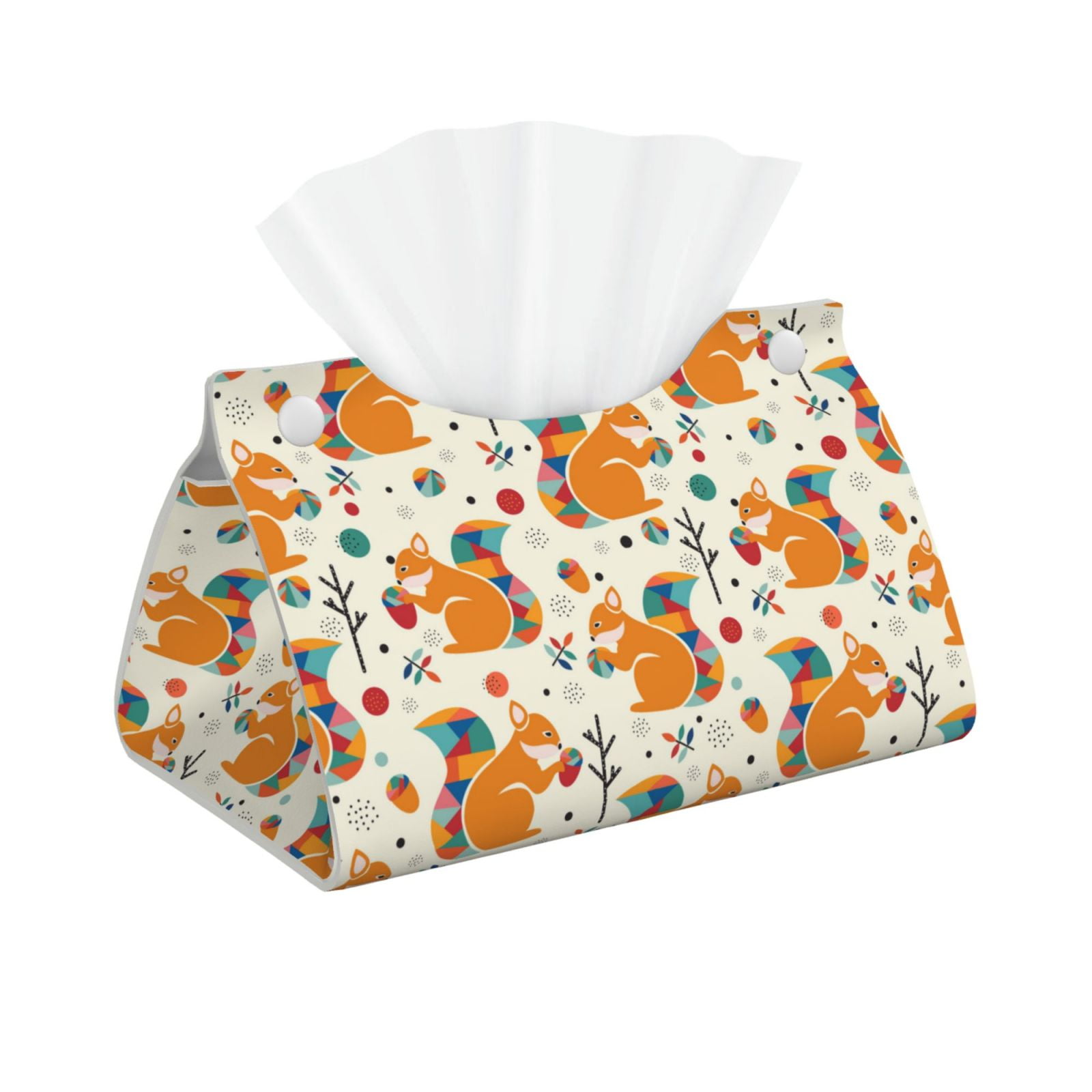 Tissue Box Cover Holder Square - Colorful Cartoon Cute Squirrel Modern ...