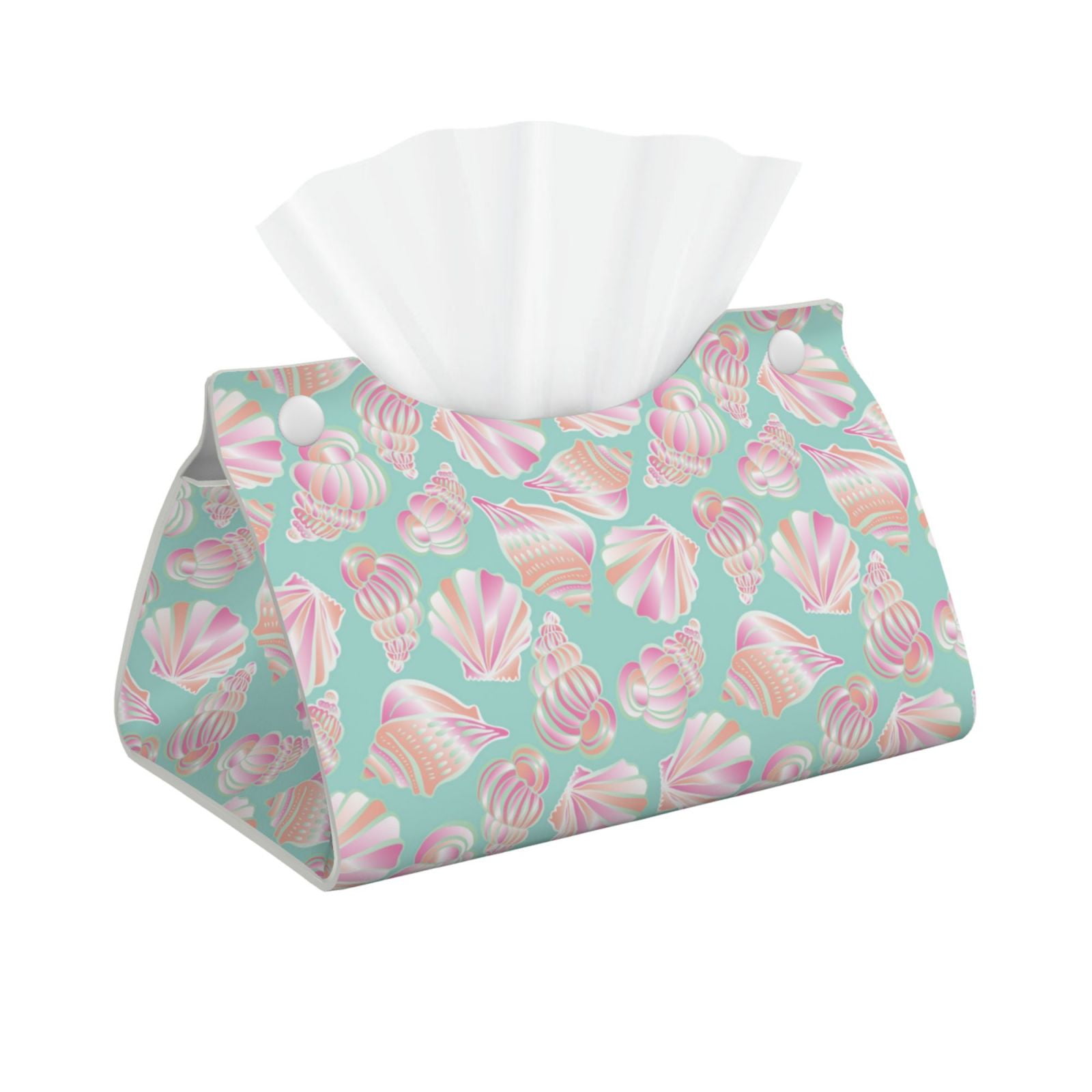 Tissue Box Cover Holder Square - Conch Shells Print No.9023 Modern Pu ...