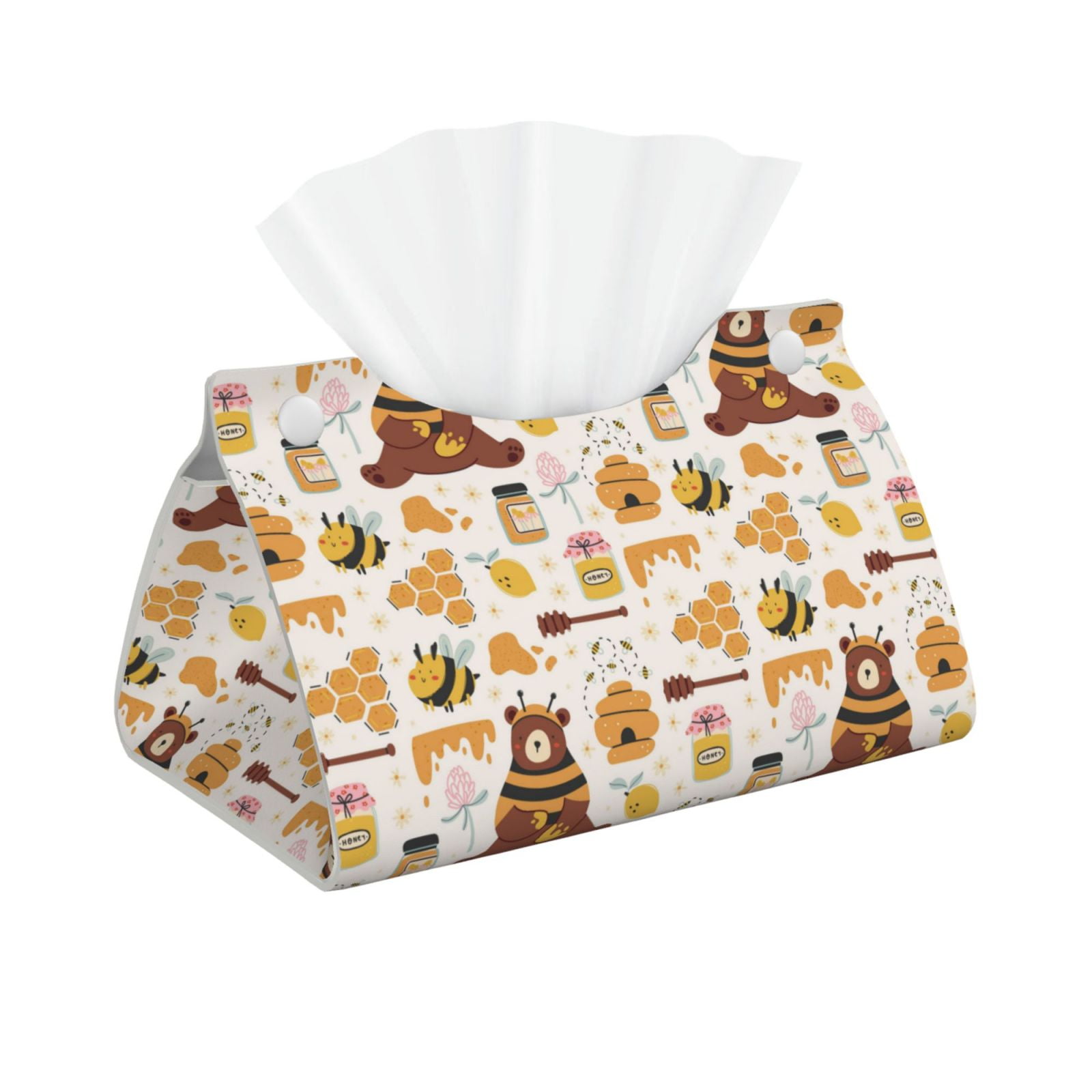 Tissue Box Cover Holder Square - Cute Bee Honey Jar Hive Bear Modern Pu ...