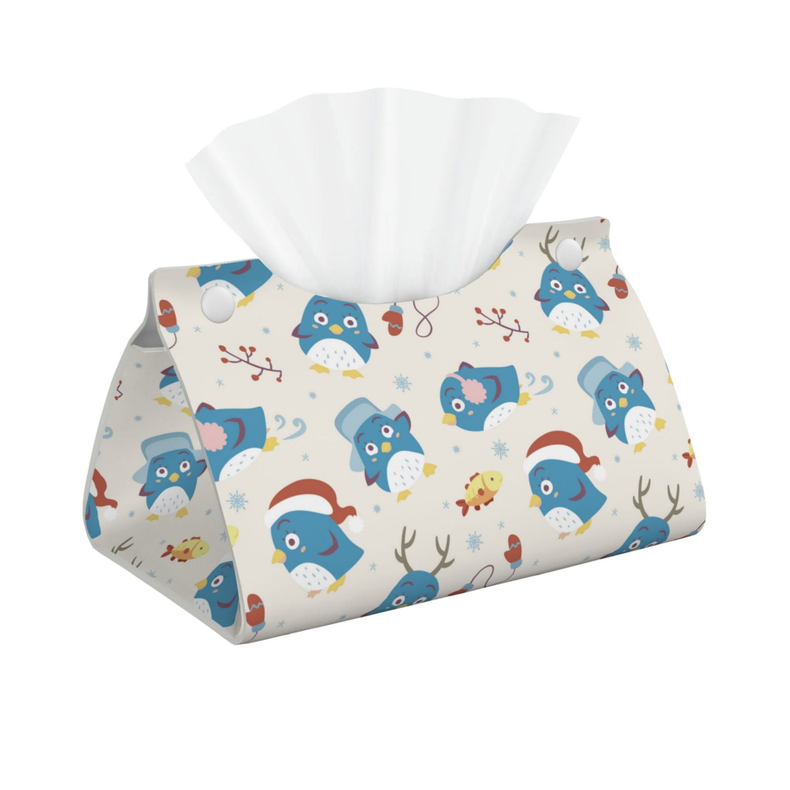Tissue Box Cover Holder Square - Cute Cartoon Penguin Modern Pu Leather ...