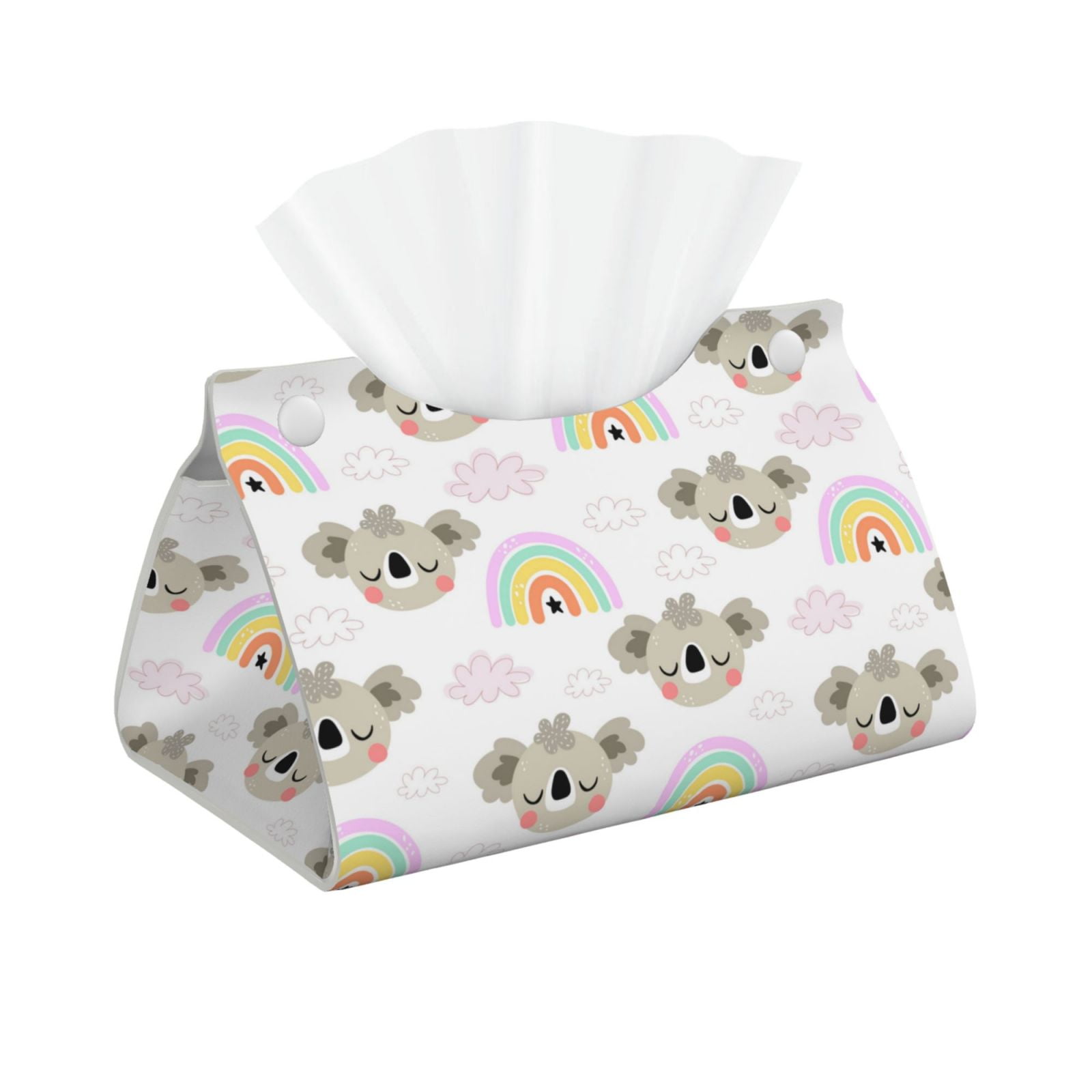 Tissue Box Cover Holder Square - Cute Koala Rainbow Modern Pu Leather ...
