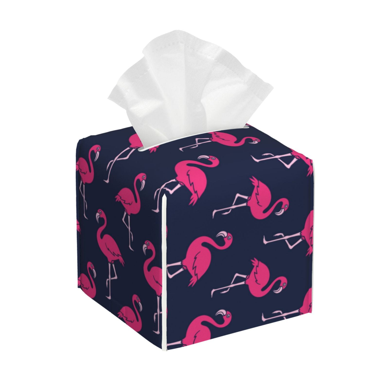 Tissue Box Cover Holder Square - Cute flamingo A Modern PU Leather ...