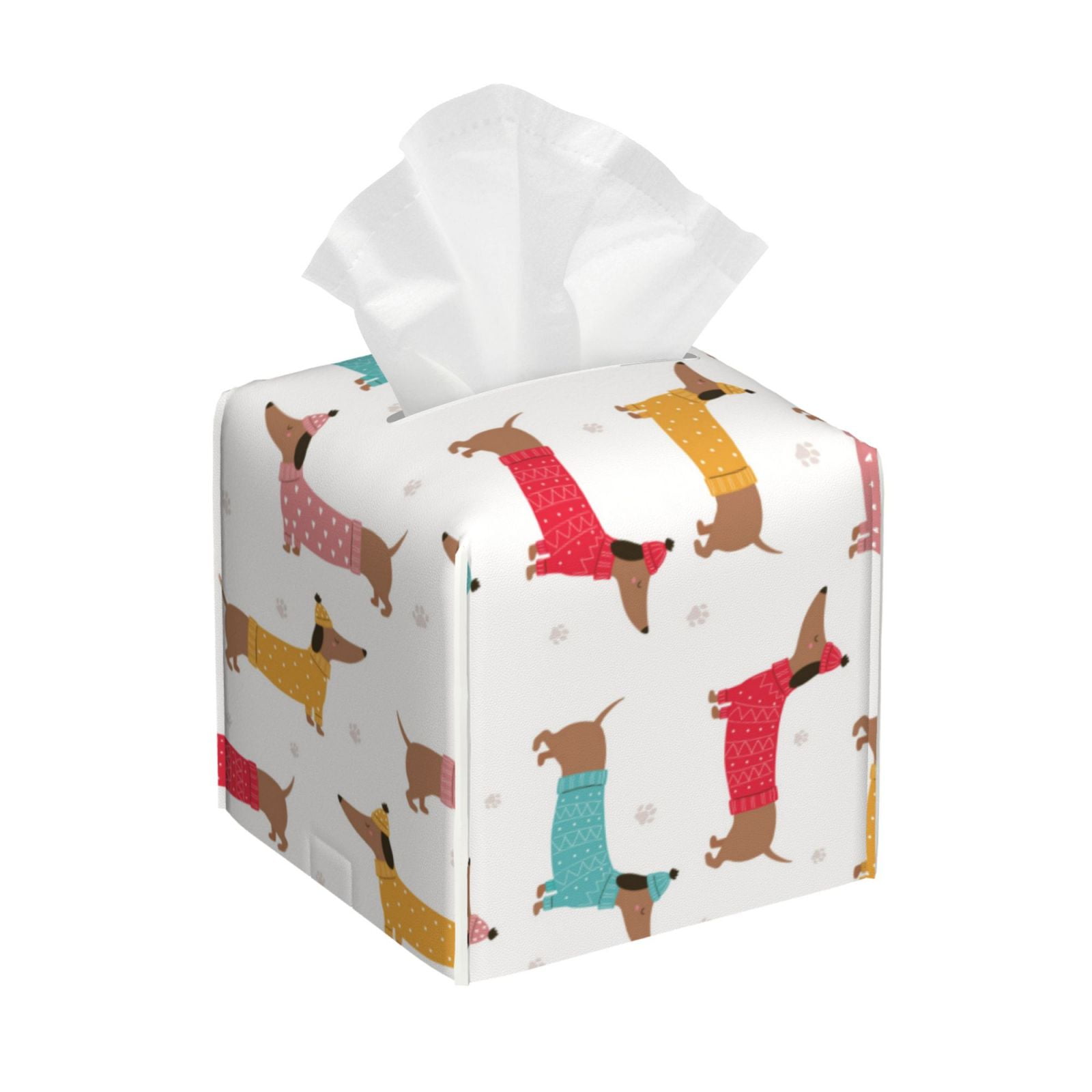 Tissue Box Cover Holder Square - Dachshund Dog Puppy No.1043 Modern PU ...