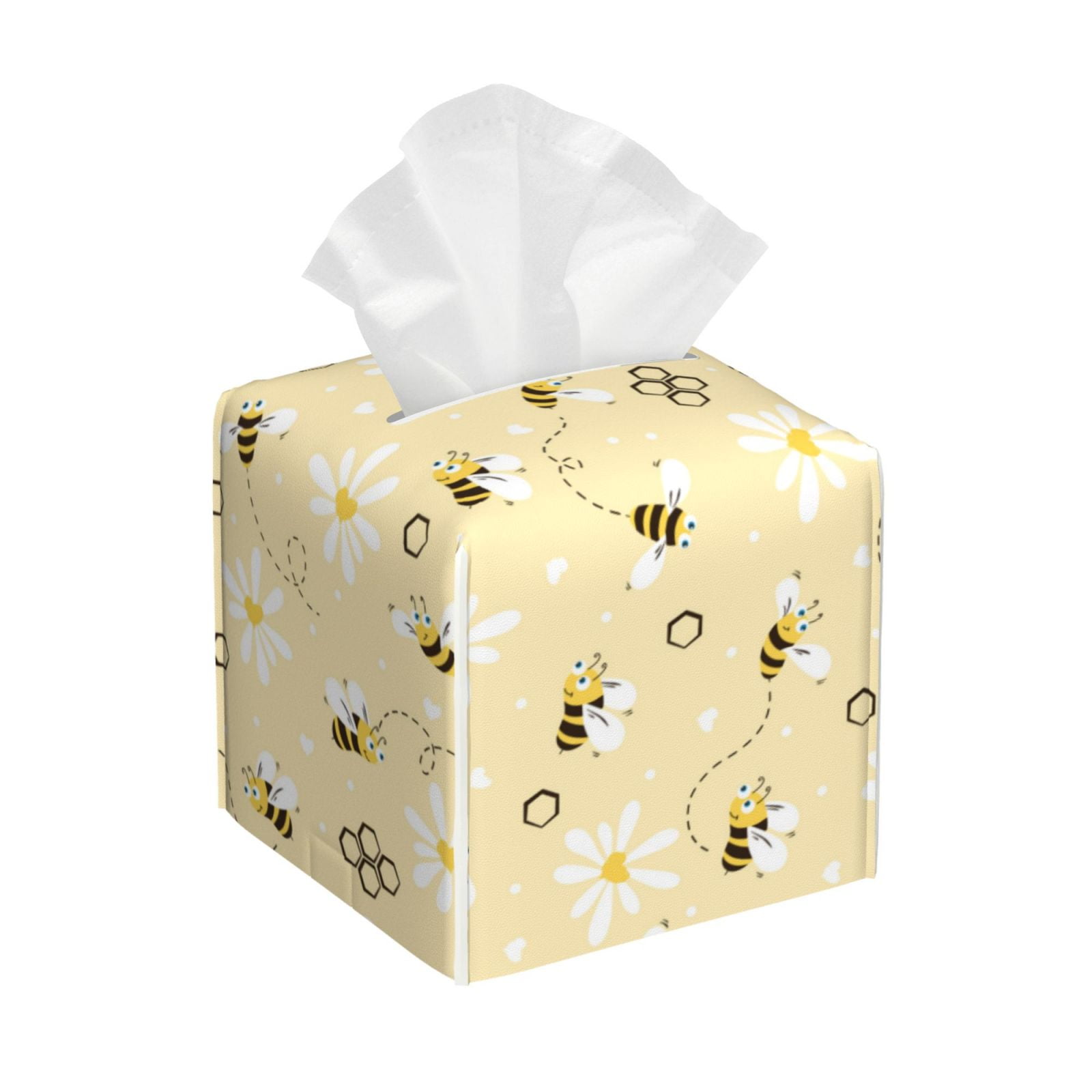 Tissue Box Cover Holder Square - Daisy bee yellow cute cartoon Modern ...