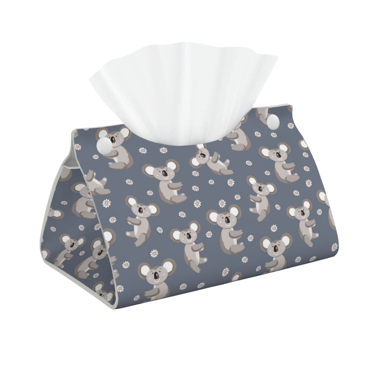 Tissue Box Cover Holder Square - Floral Koala Gray Modern Pu Leather ...