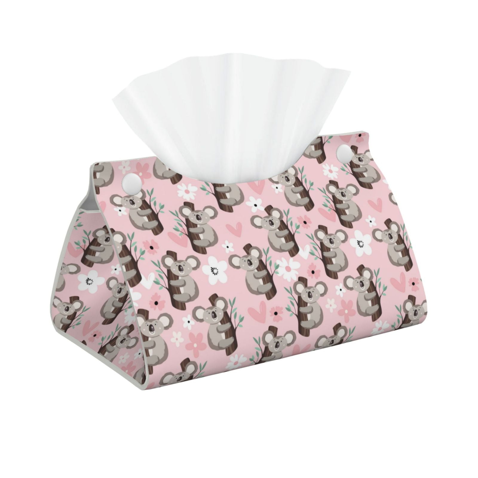Tissue Box Cover Holder Square - Koala Pink Heart White Flower Modern ...