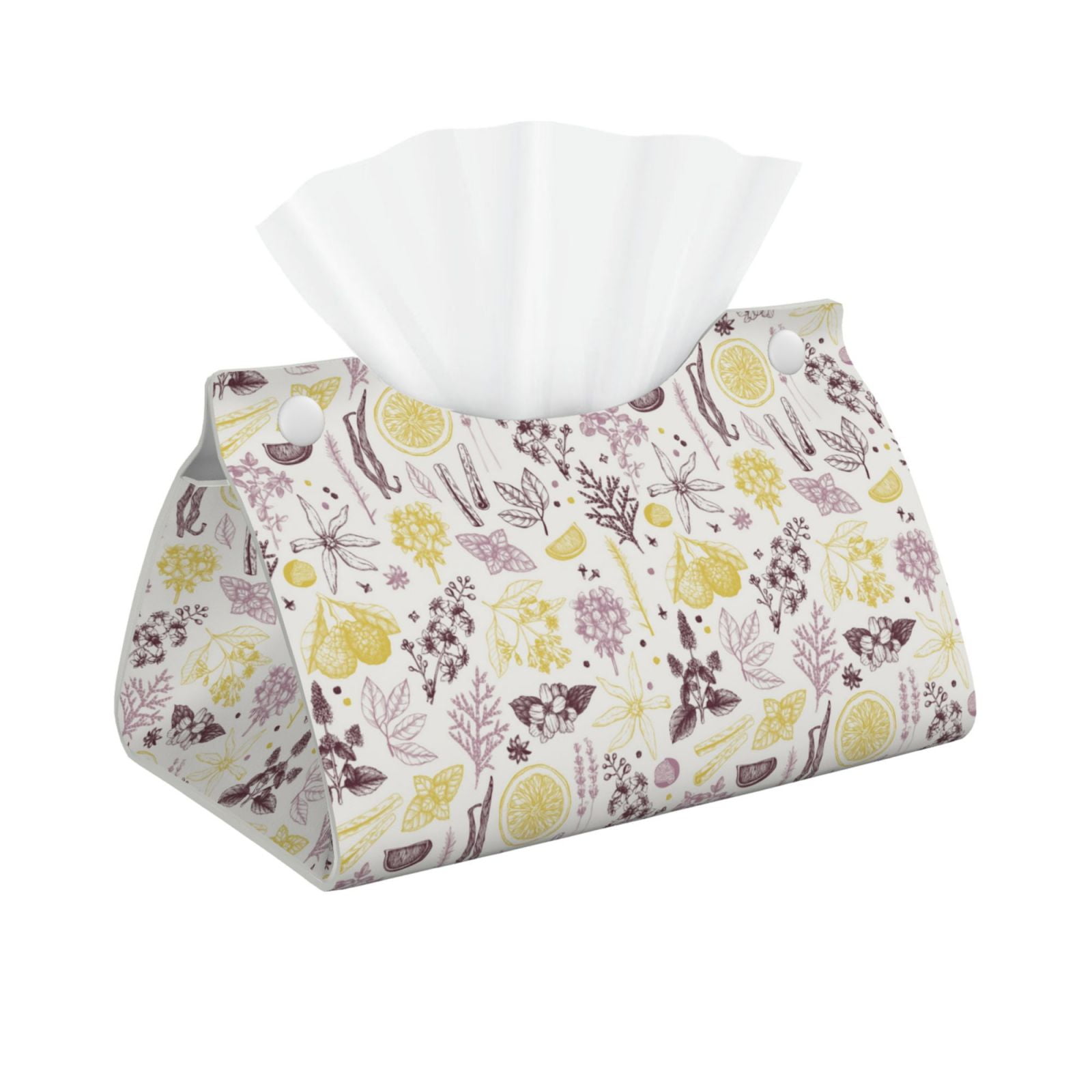 Tissue Box Cover Holder Square - Lavender Flowers Yellow Lemon Modern ...