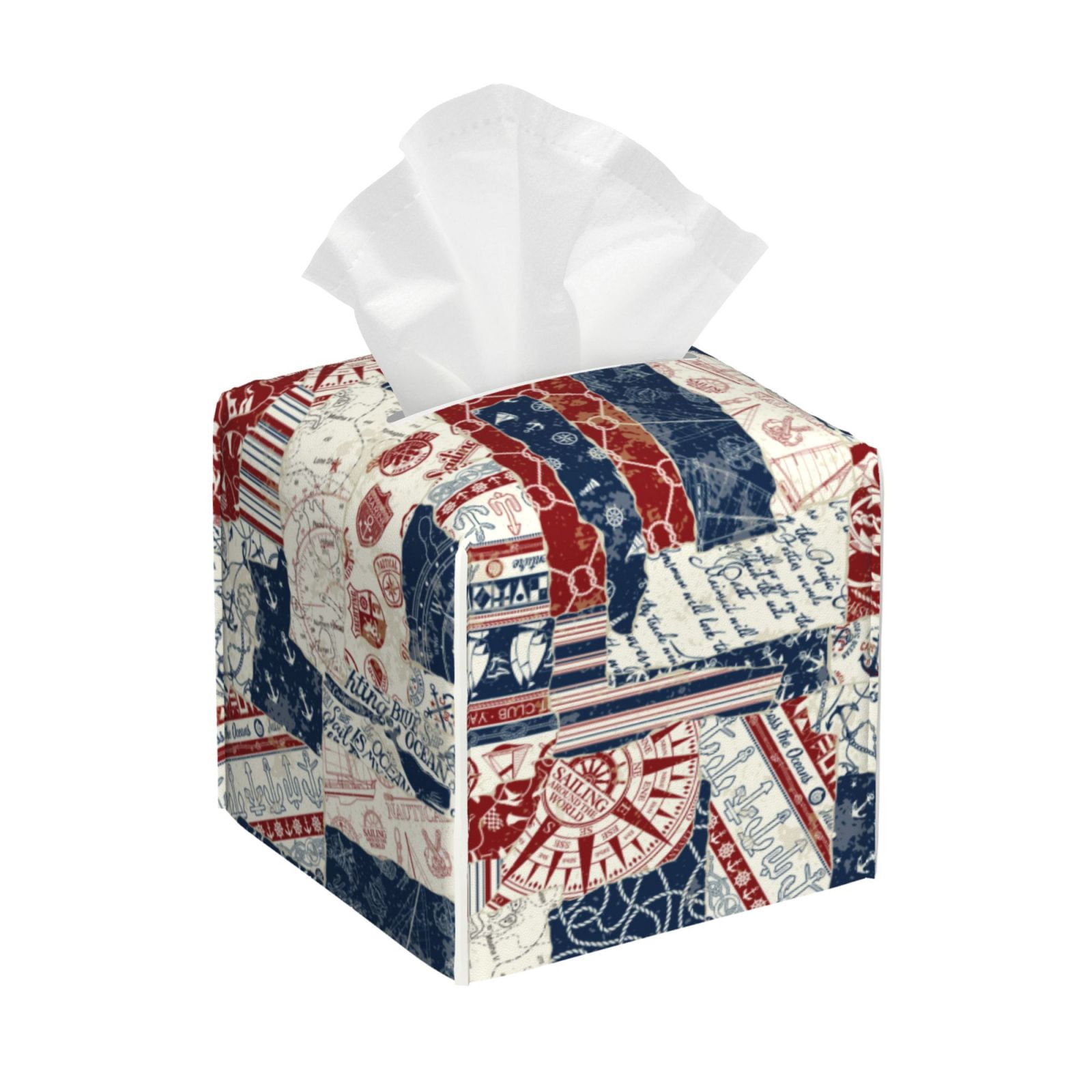 Tissue Box Cover Holder Square - Marine Sailing Modern PU Leather ...