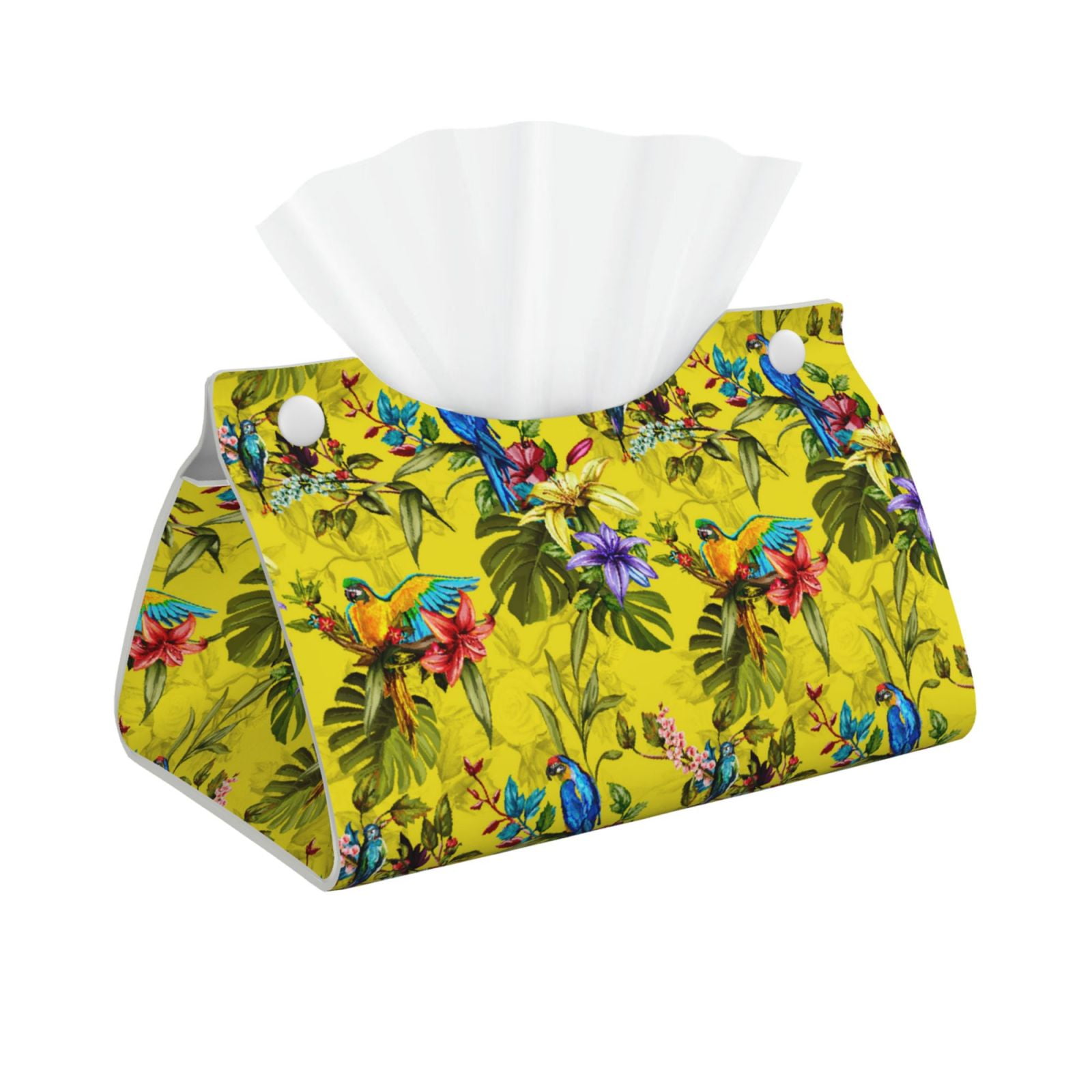 Tissue Box Cover Holder Square - Painted Colorful Cute Parrot Flower ...