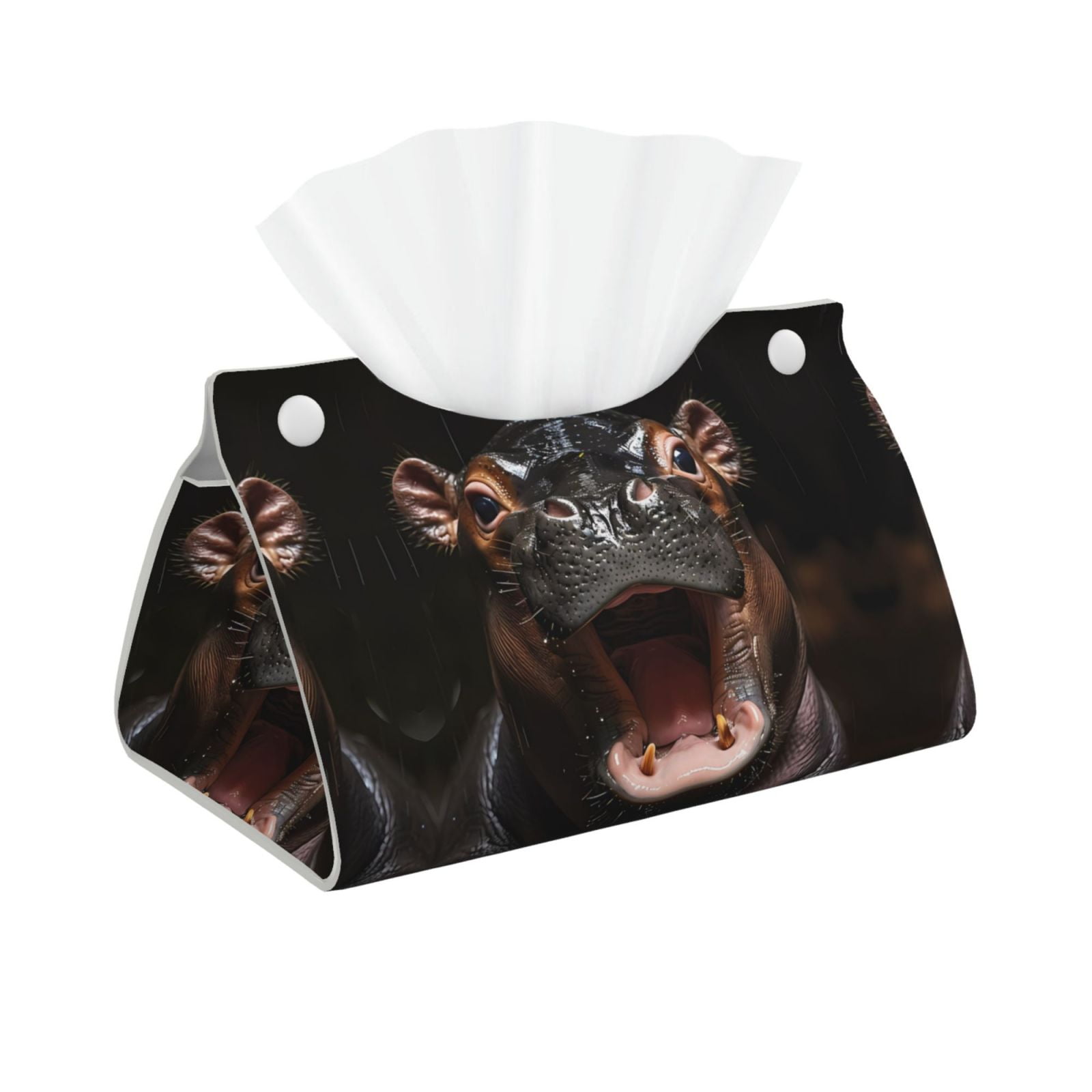 Tissue Box Cover Holder Square - Playful Baby Hippo Splash Modern Pu ...