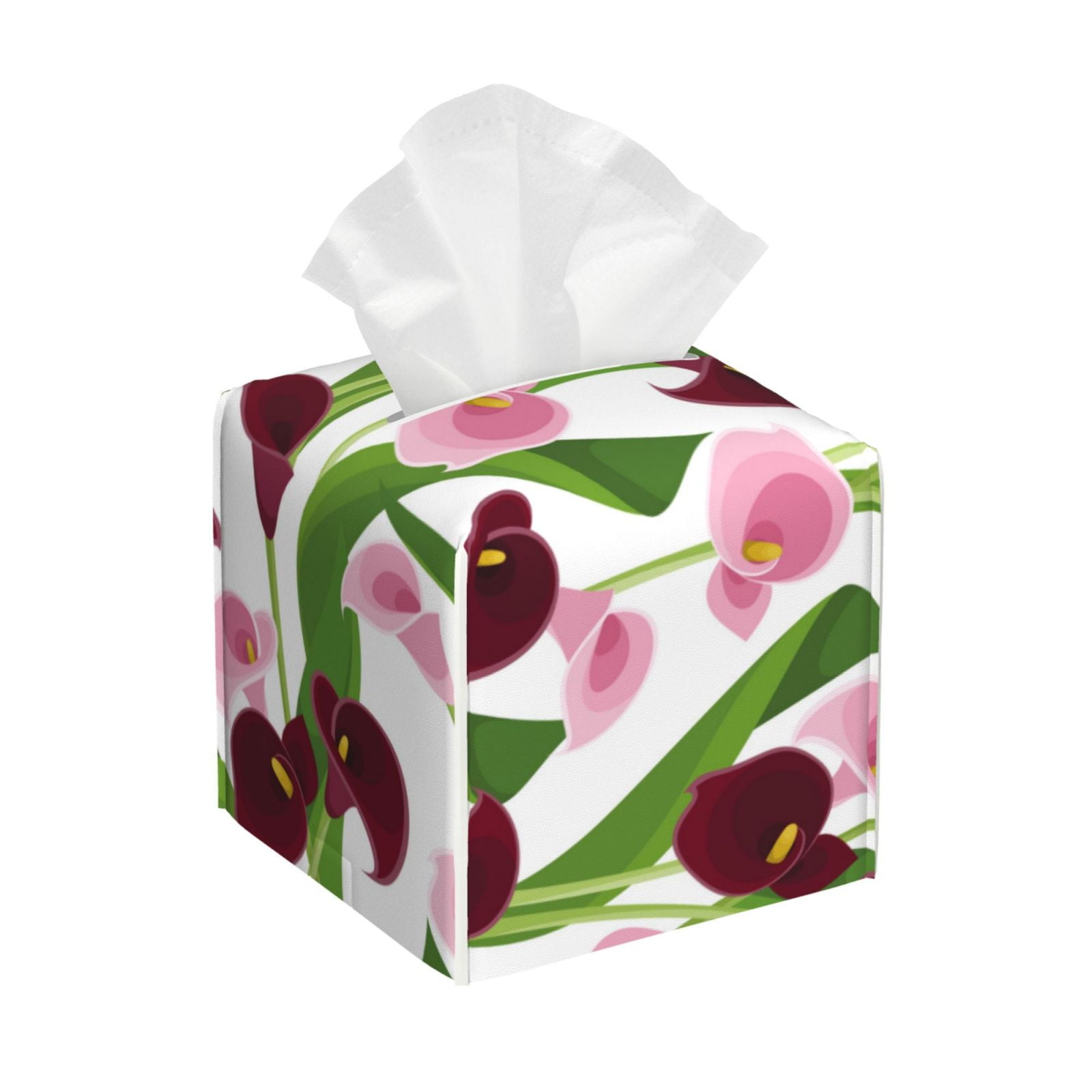 Tissue Box Cover Holder Square - Purple Pink Calla Lily Flowers Modern ...
