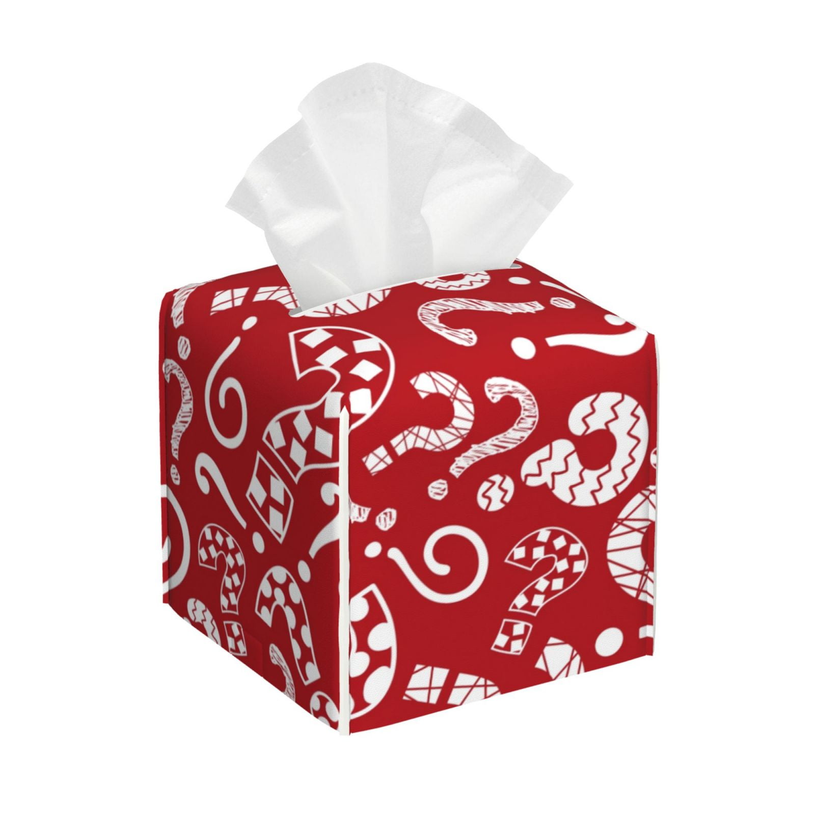 Tissue Box Cover Holder Square - Question Marks1 Modern PU Leather ...