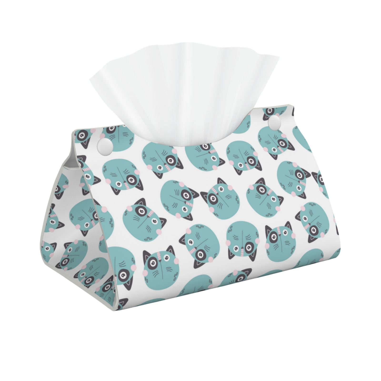 Tissue Box Cover Holder Square - Quirky Cartoon Cat Face Modern Pu ...
