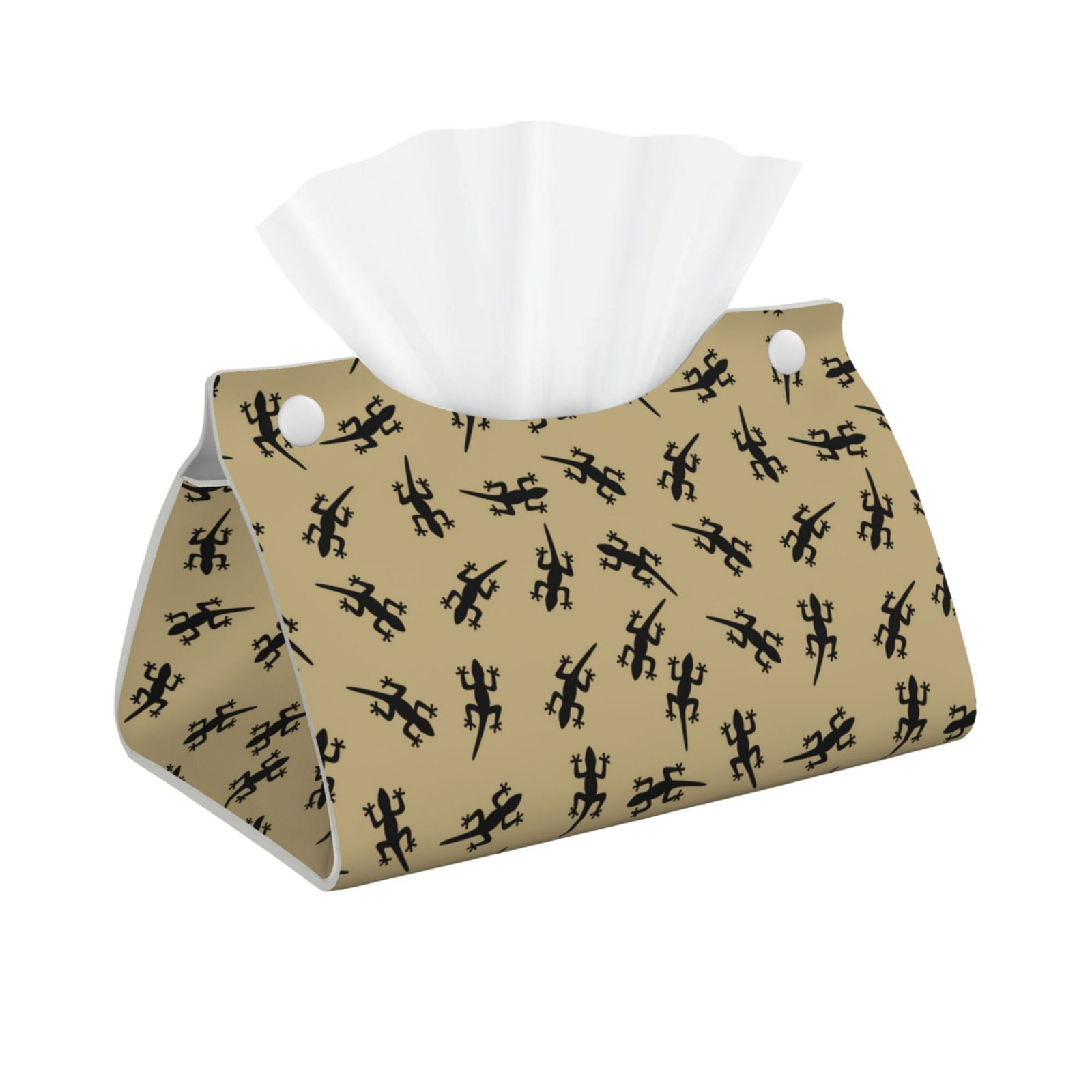 Tissue Box Cover Holder Square - Quirky Gecko Lizard Black Modern Pu ...
