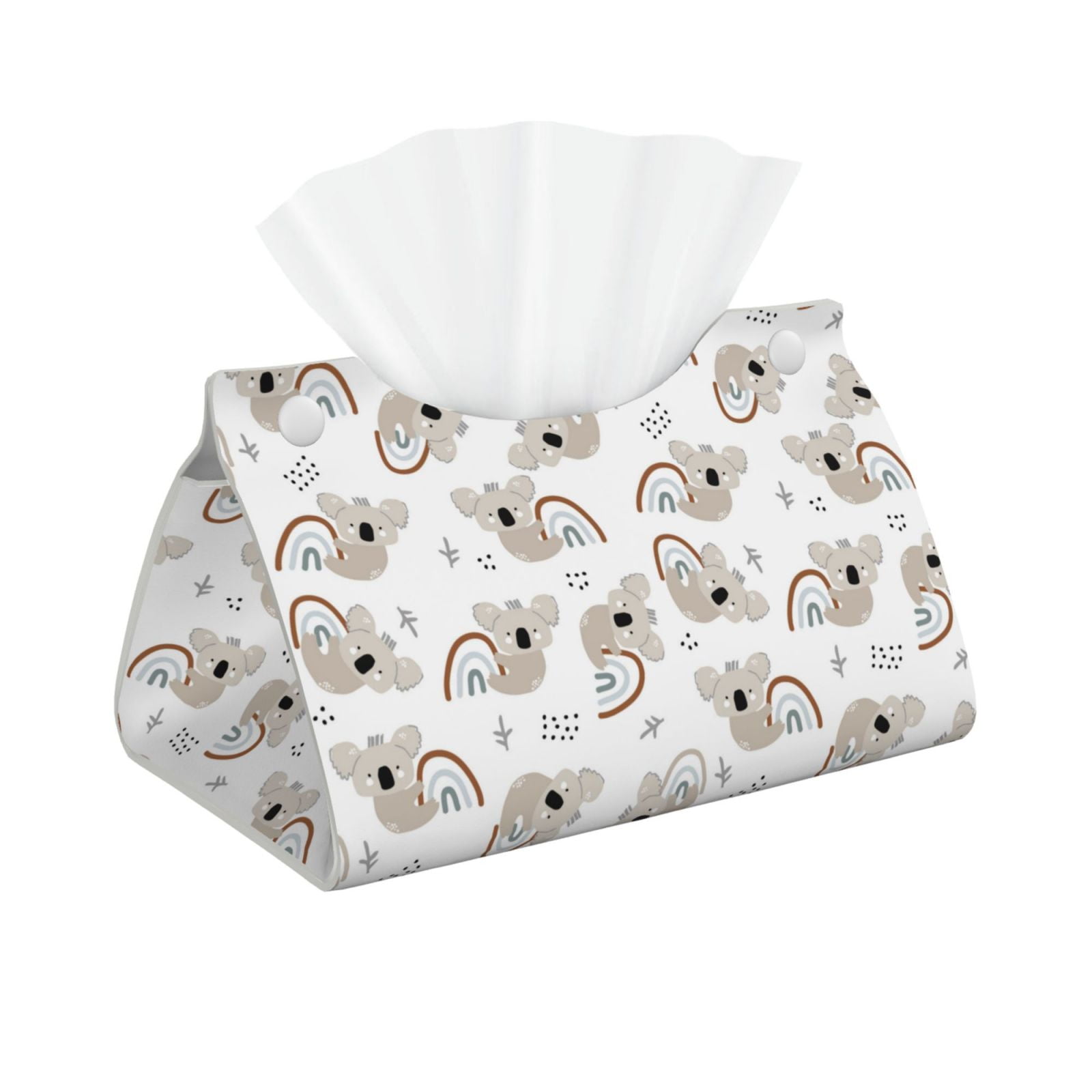 Tissue Box Cover Holder Square - Rainbow Koala Print Modern Pu Leather ...