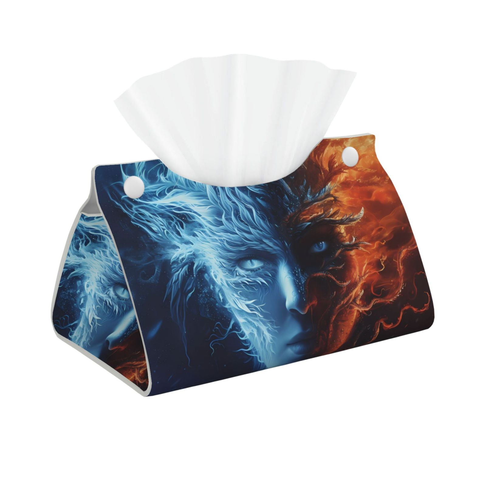 Tissue Box Cover Holder Square - Red And Blue Fire Women Modern Pu ...