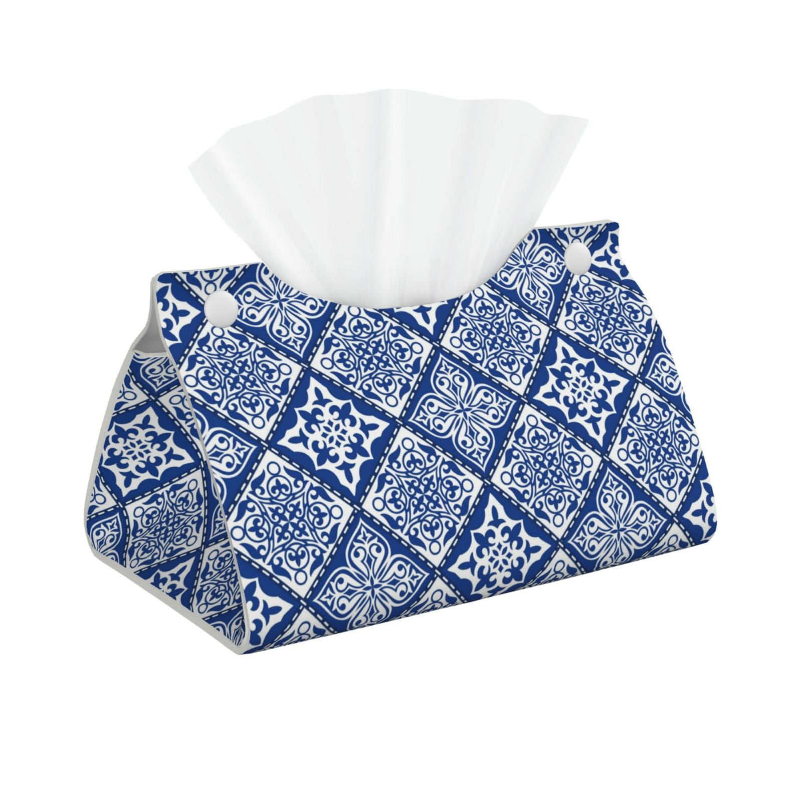 Tissue Box Cover Holder Square - Stylized Flowers Vintage Boho Modern ...