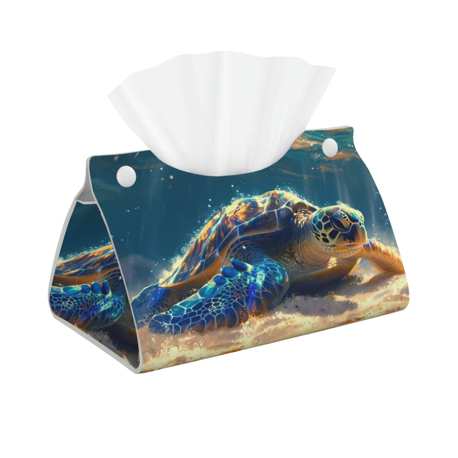 Tissue Box Cover Holder Square - Sunshine Underwater Sand Turtle Modern ...