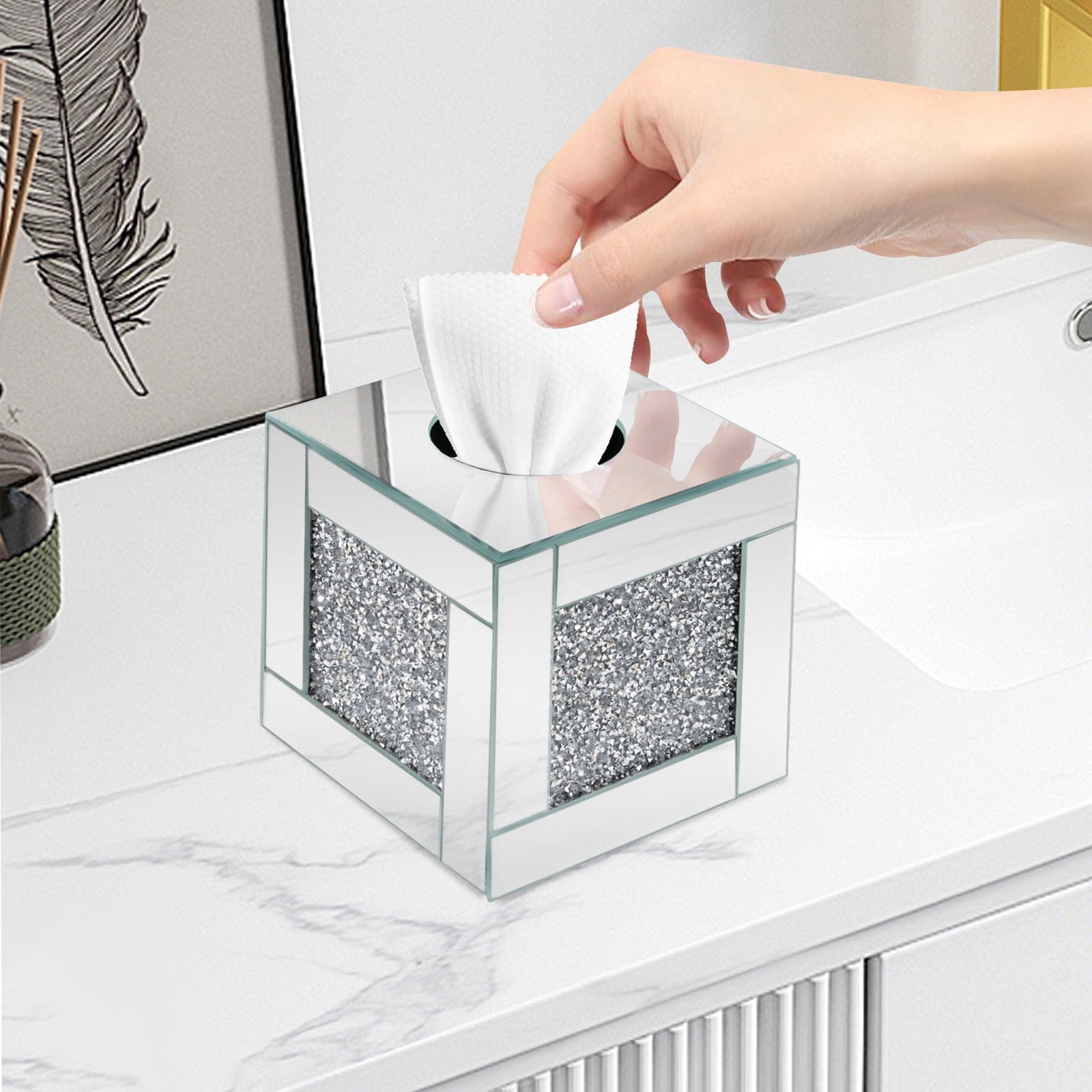 Tissue Box Cover Holder, Square Tissue Box Container Luxurious Facial ...