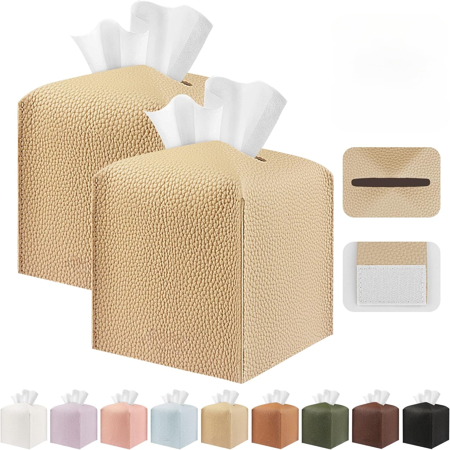 Tissue Box Cover Holder Square Tissue Cube Cover PU Leather Tissue ...